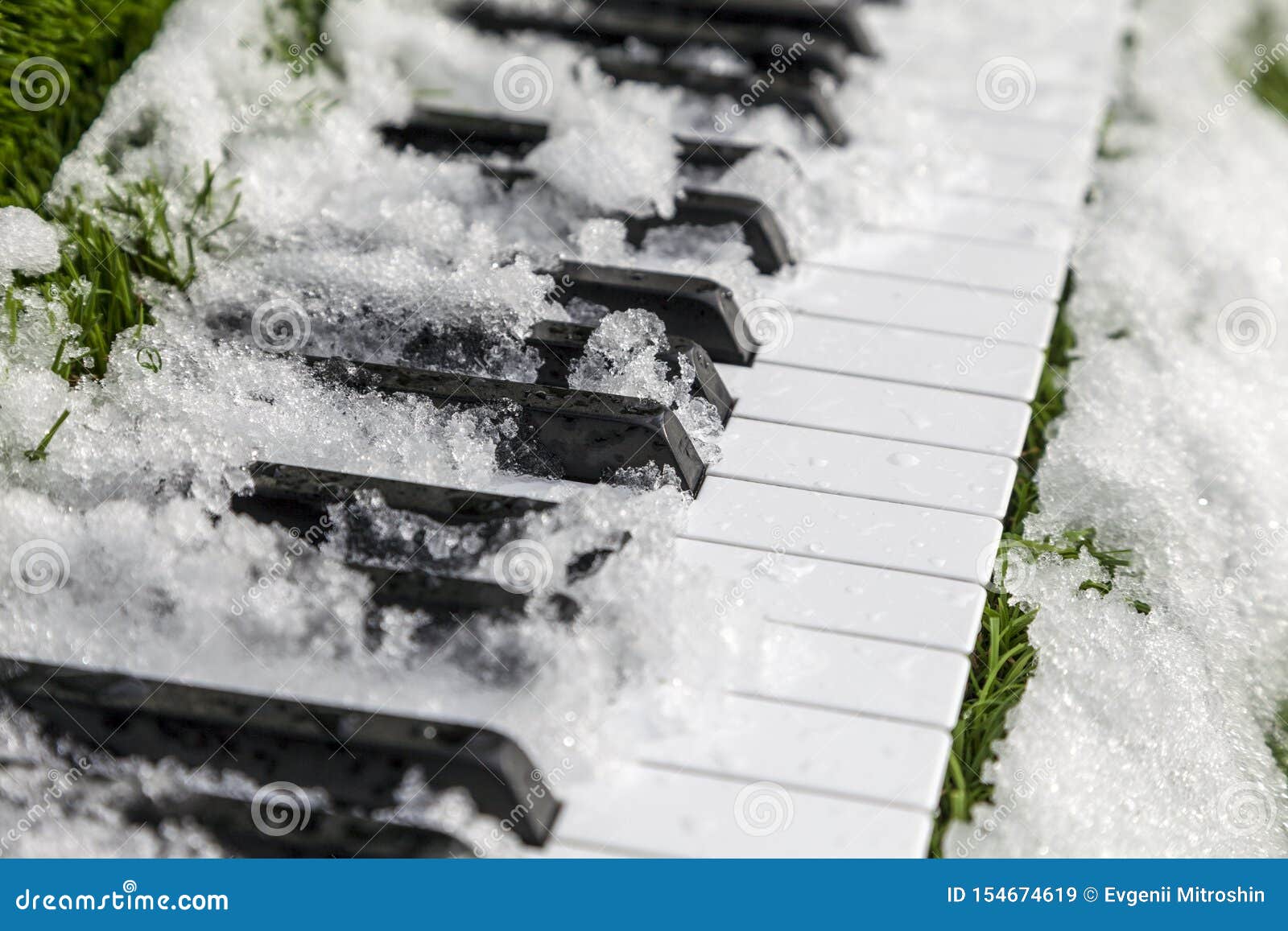 Piano Keys, in the Snow in Open Territory, Winter Music Stock Image ...