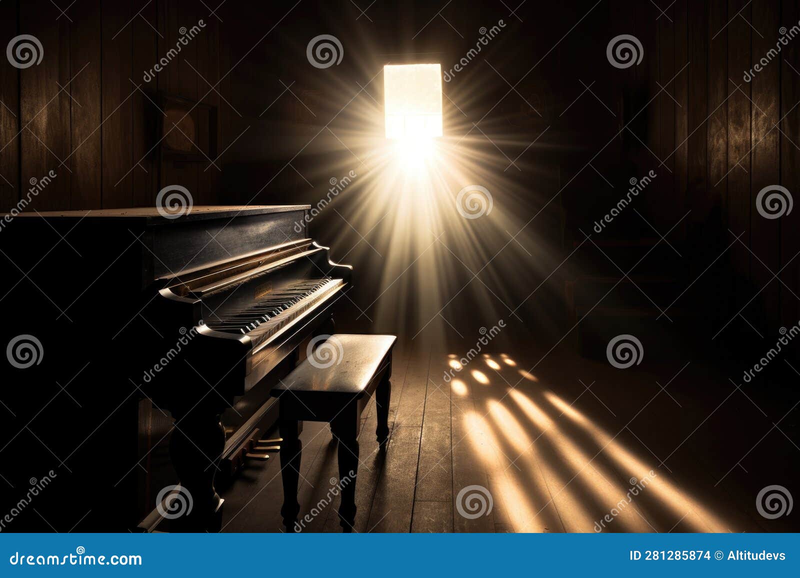 Piano Keys with Sunlight Creating a Dramatic Effect Stock Illustration ...