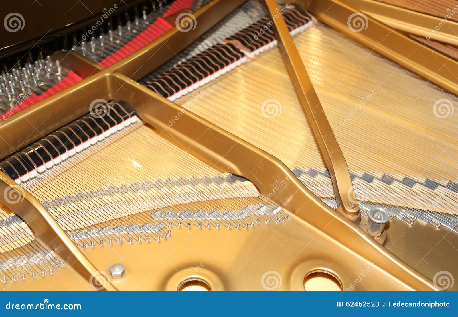 Piano with Little Hammer and Strings Stock Image - Image of music ...