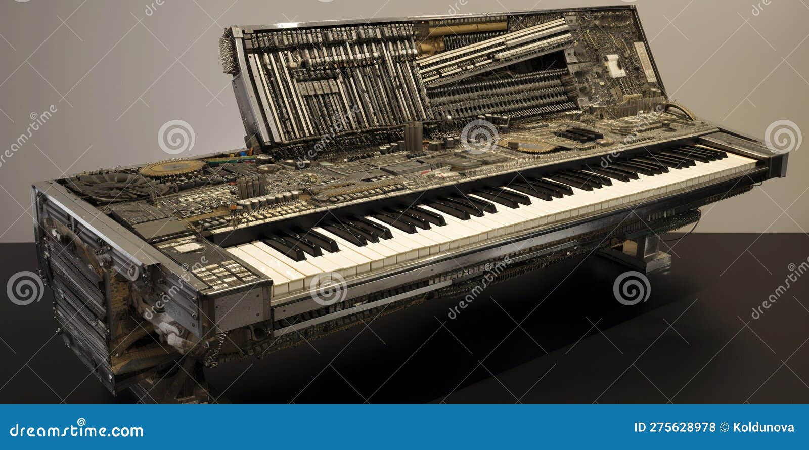 A Piano Made of Repurposed Computer Parts, Emphasizing the Convergence ...