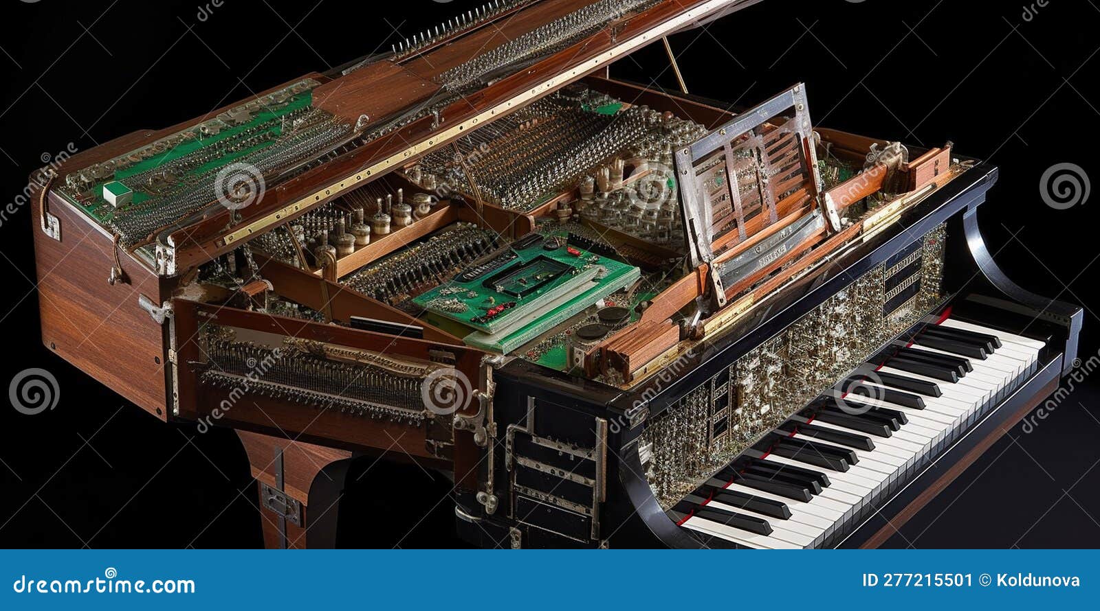 A Piano Made of Repurposed Computer Parts, Emphasizing the Convergence ...