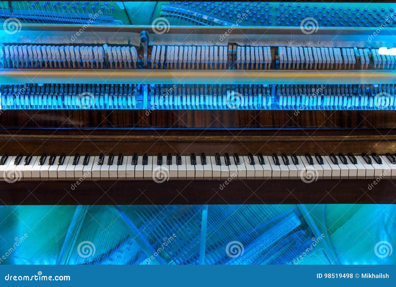 Piano Mechanism through the Transparent Cover Stock Photo - Image of ...