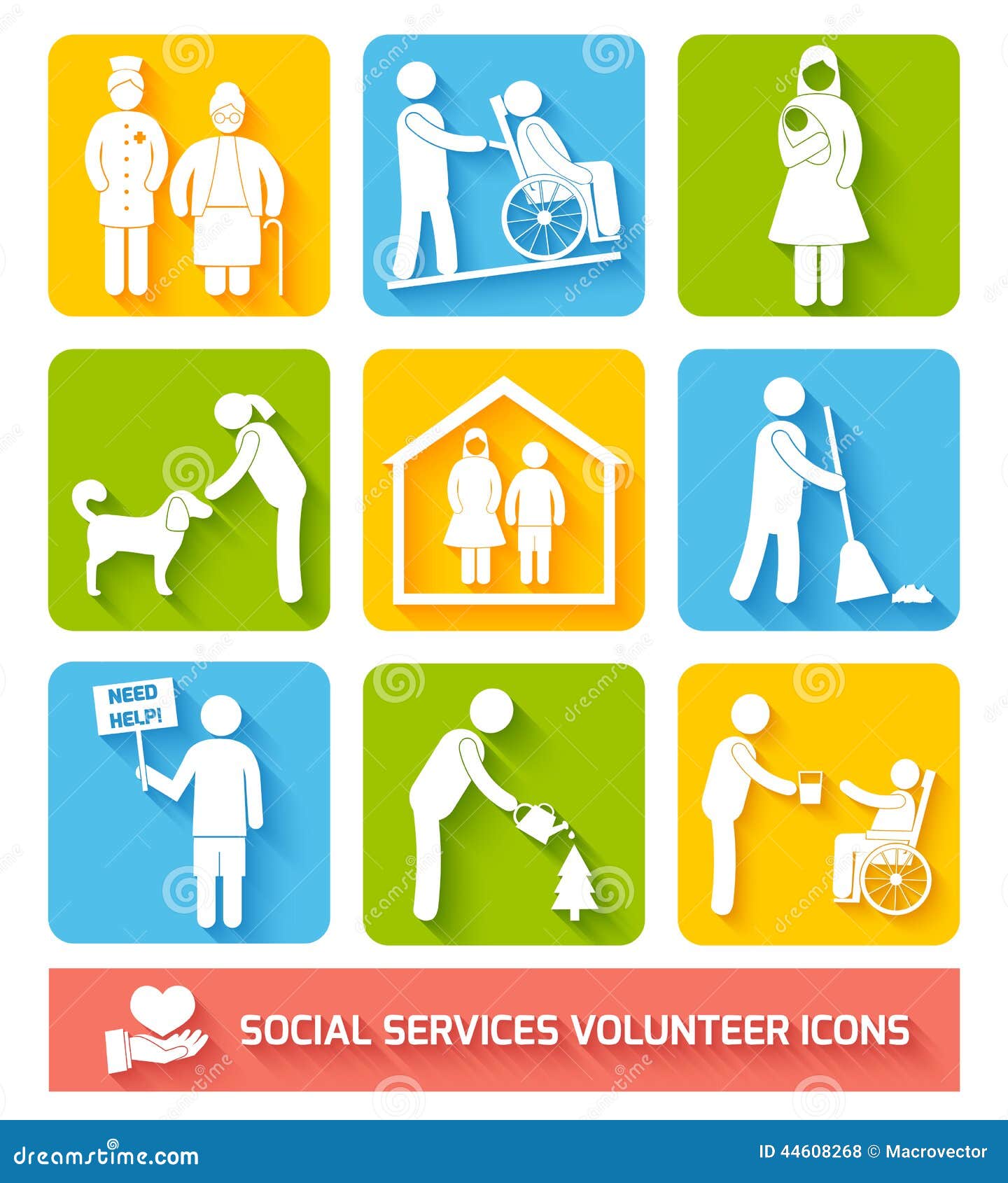 Piano Messo Icone Di Servizi Sociali Illustrazione Vettoriale ...