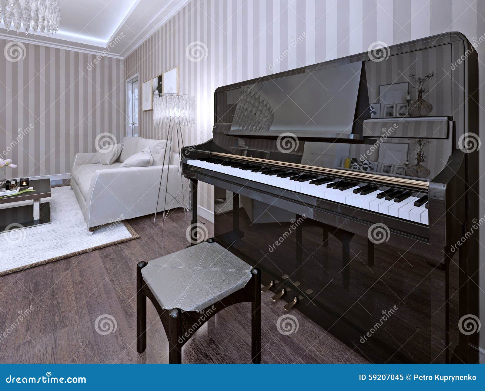 Piano Modern Style stock illustration. Illustration of ceiling - 59207045