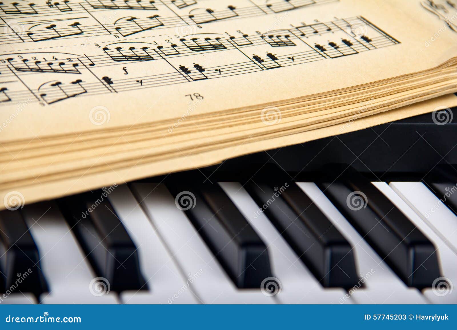 Piano and old music notes stock image. Image of classical - 57745203