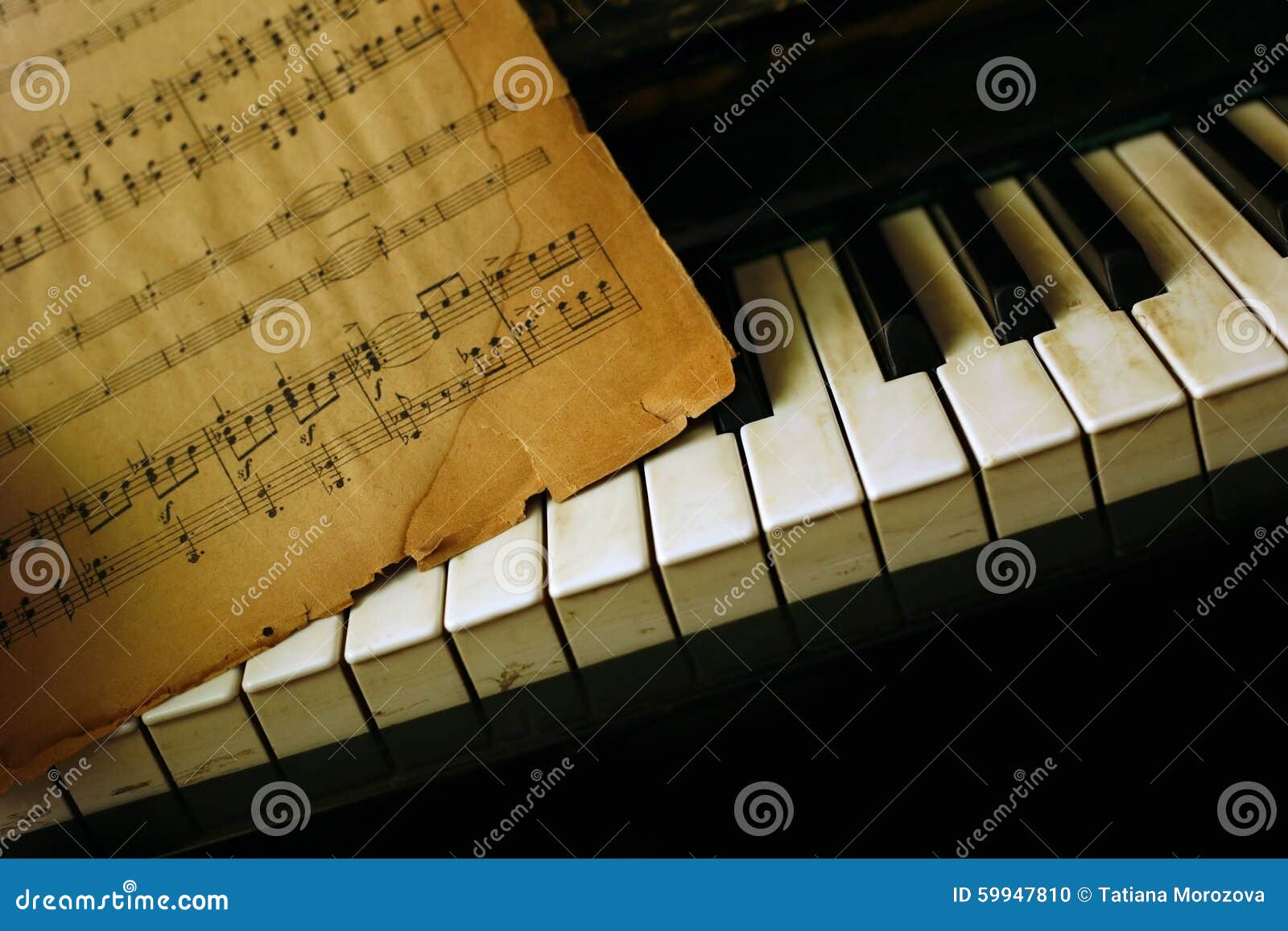Piano and old notes stock photo. Image of depress, abstract - 59947810