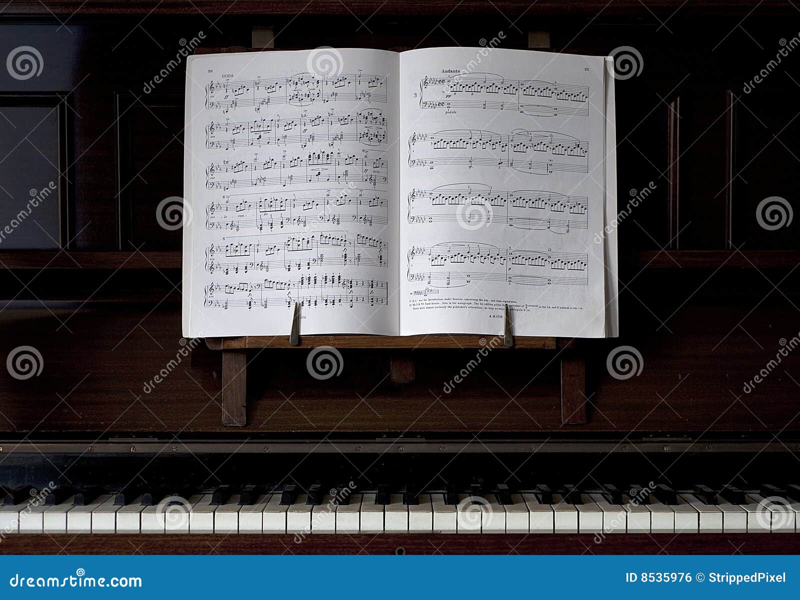 Piano and Open Sheet Music stock photo. Image of composition - 8535976