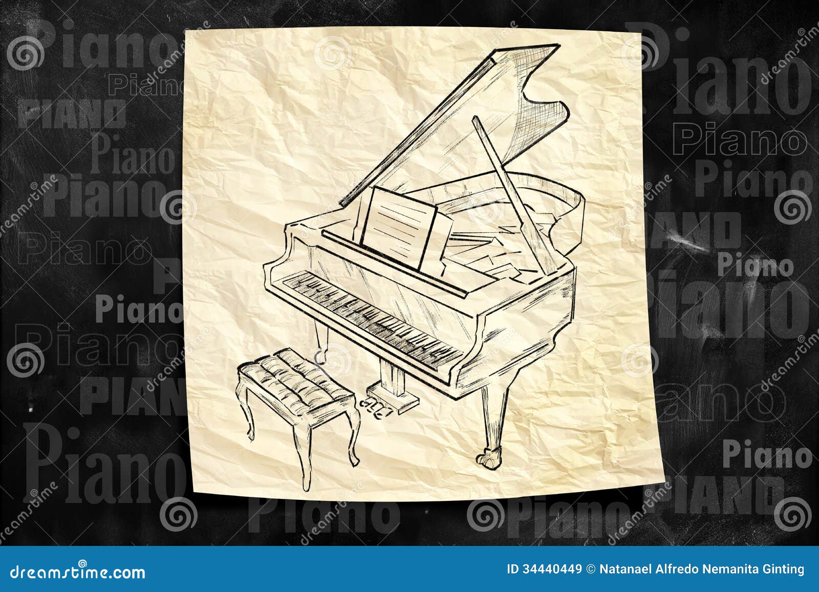 Piano Paper Drawing on Blackboard Stock Illustration - Illustration of ...