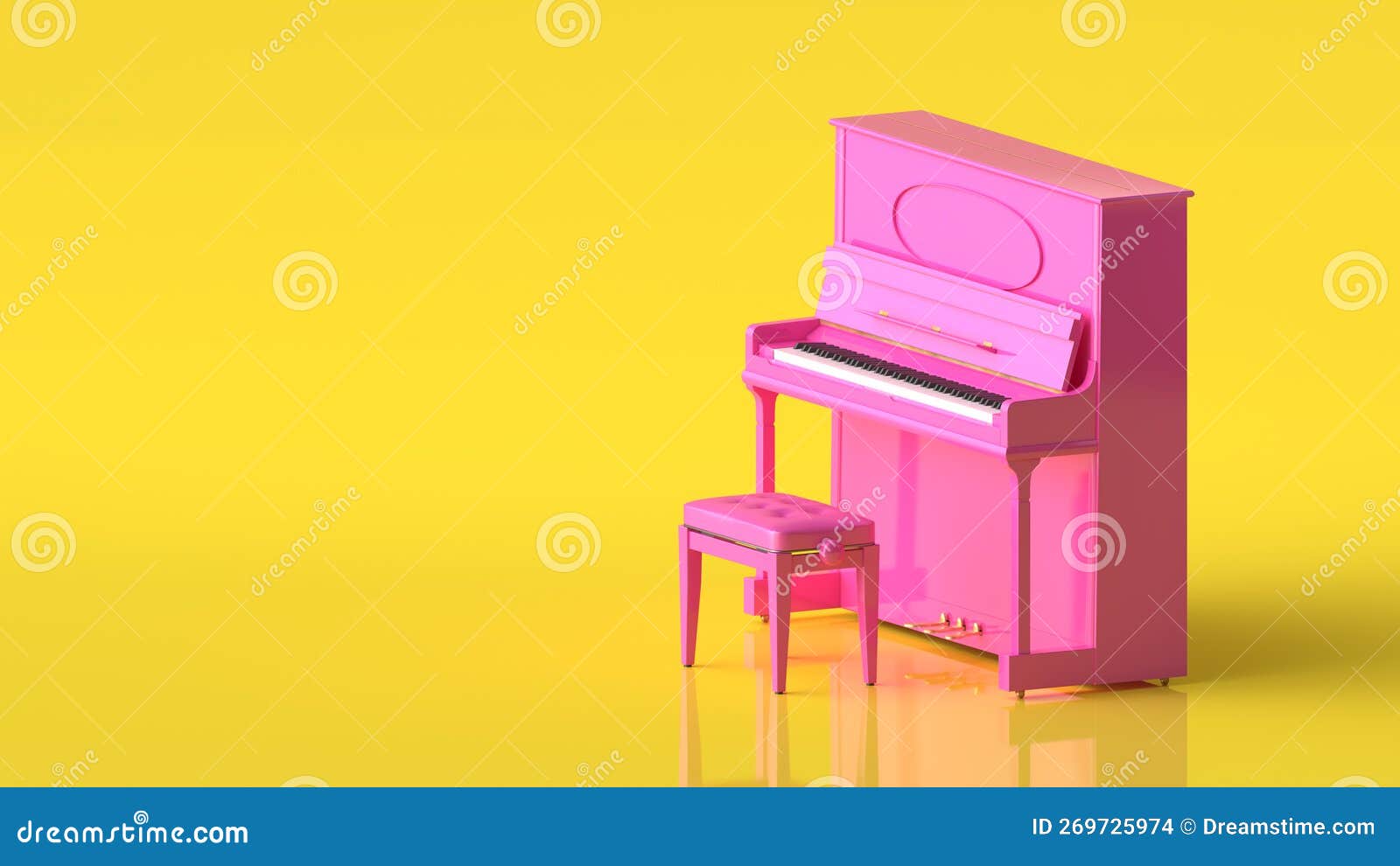 Piano with Pink Color on Yellow Background Isolated 3d Render Stock ...