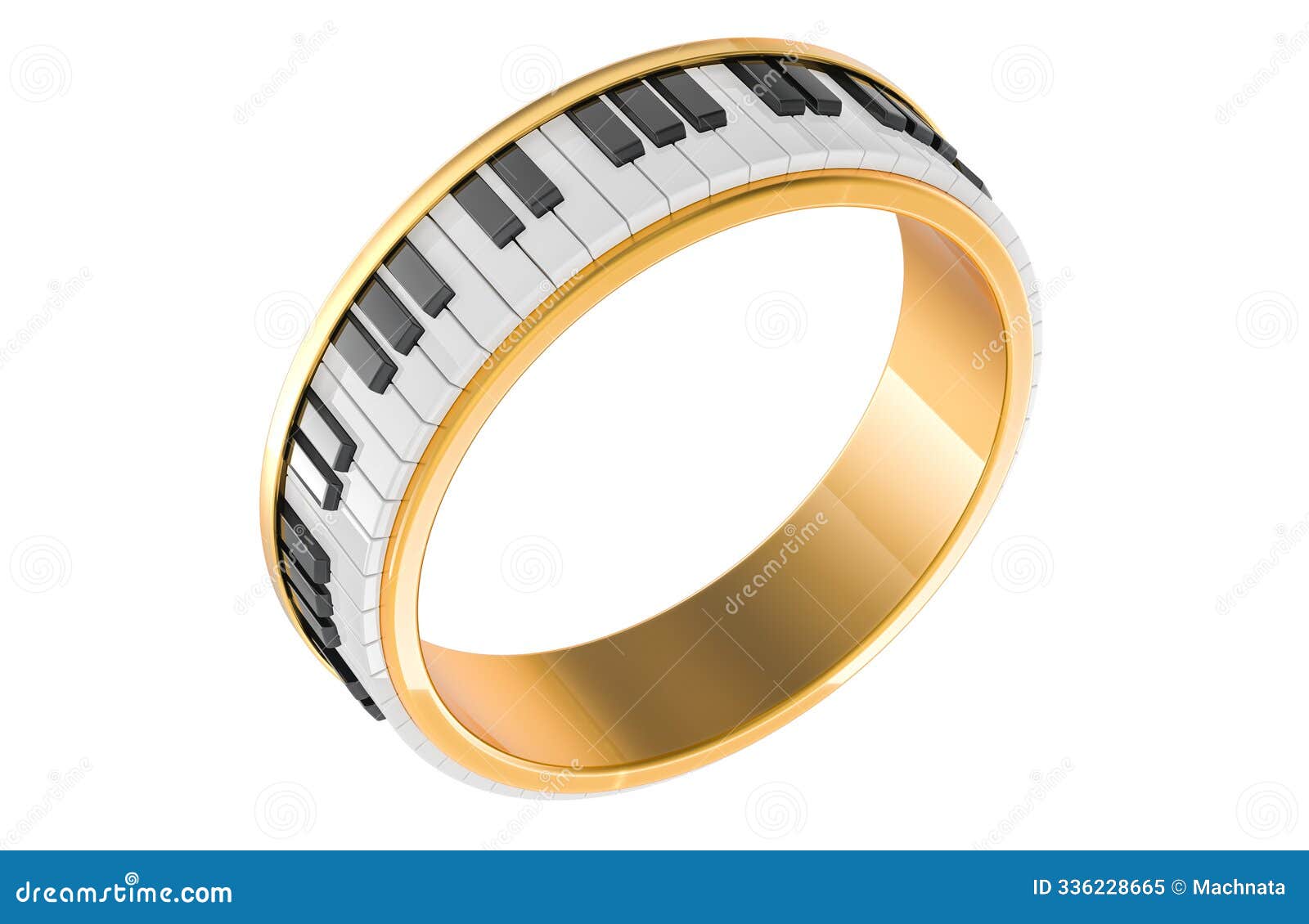 Piano Ring, Golden Ring with Piano Keyboard. 3D Rendering Stock ...