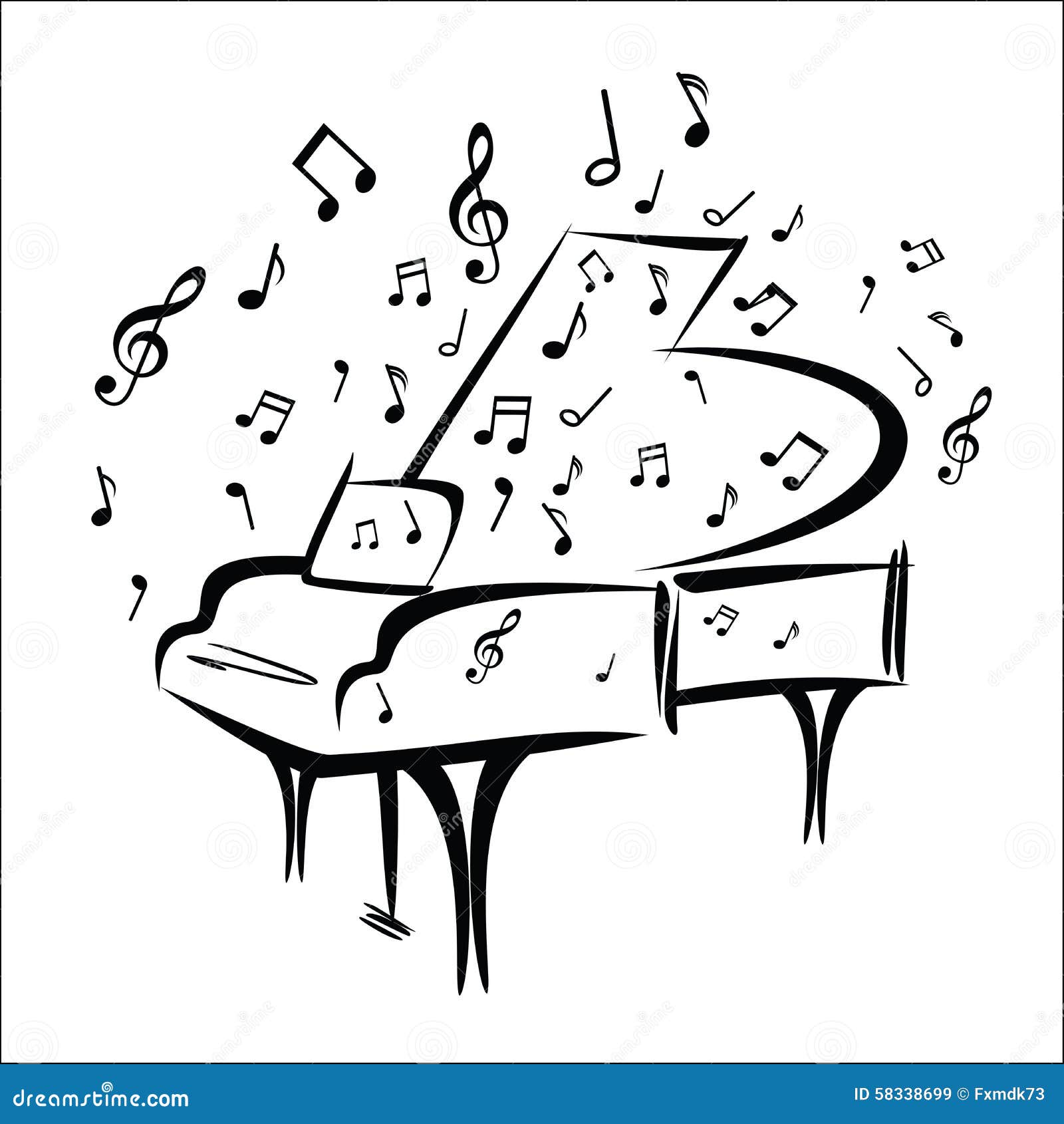 Piano sketch stock vector. Illustration of symbol, style - 58338699