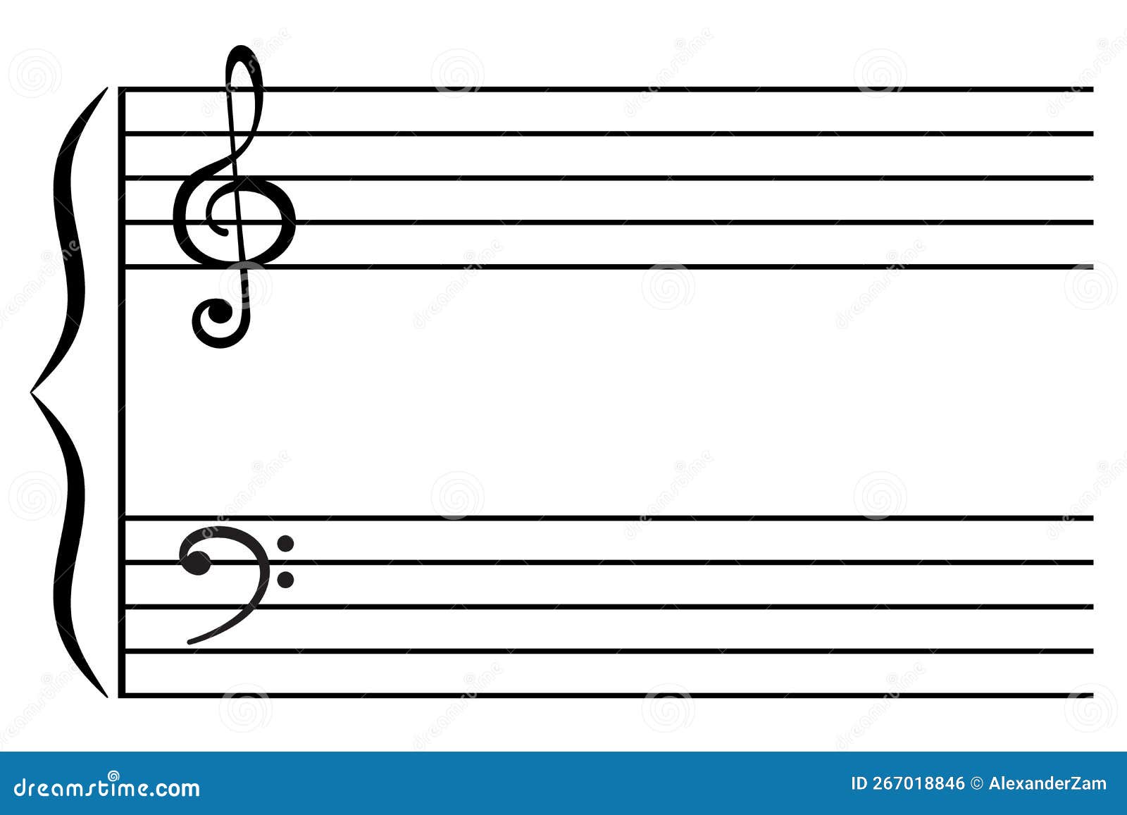 Piano staff illustration stock vector. Illustration of treble - 267018846
