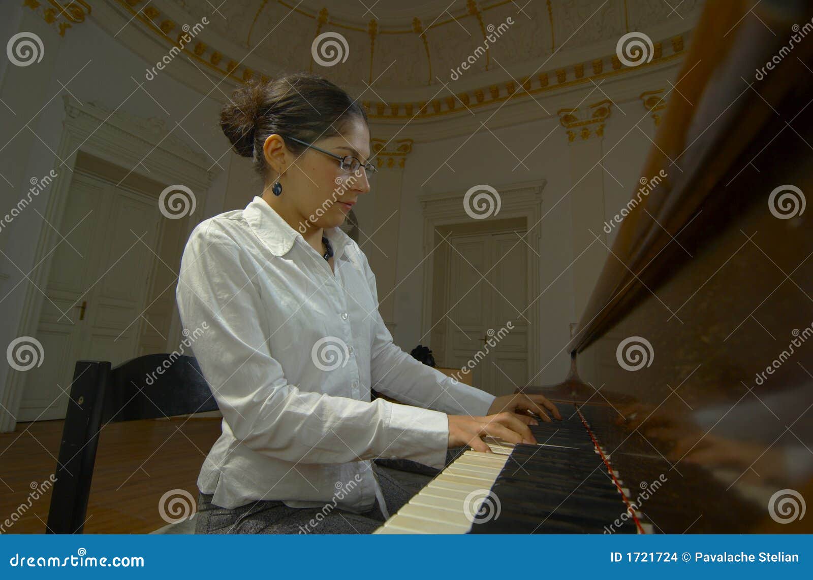 Piano Teacher Playing from Keyboard Viewpoint Stock Photo - Image of ...