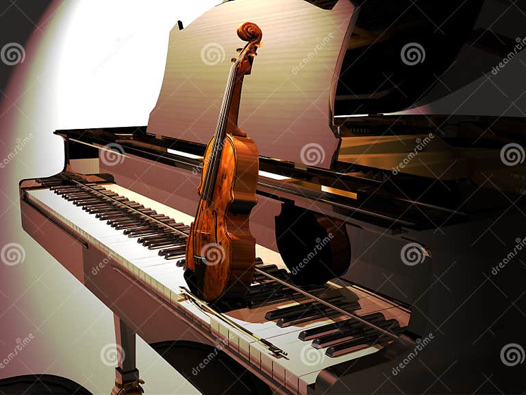 Piano and Violin concert stock illustration. Illustration of concert ...