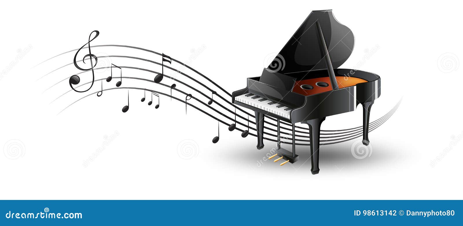 Pianoforte a Coda Con Le Note Di Musica Illustrazione Vettoriale ...