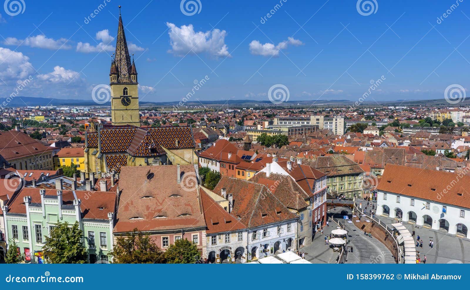 Piata Mare Large Square in Sibiu, Romania Stock Photo - Image of center ...