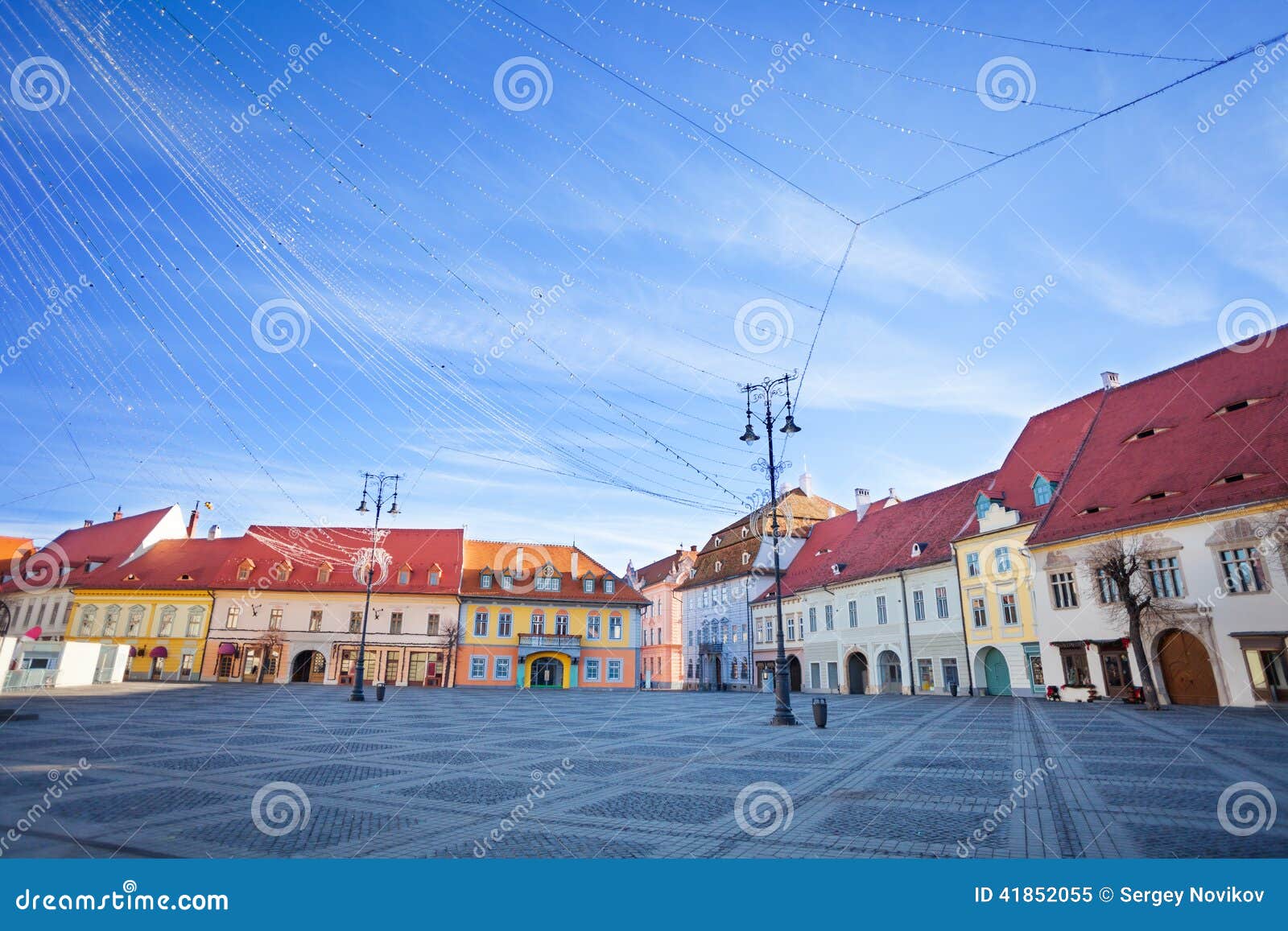 Piata Mare (Large Square) in Sibiu, Romania Stock Image - Image of ...
