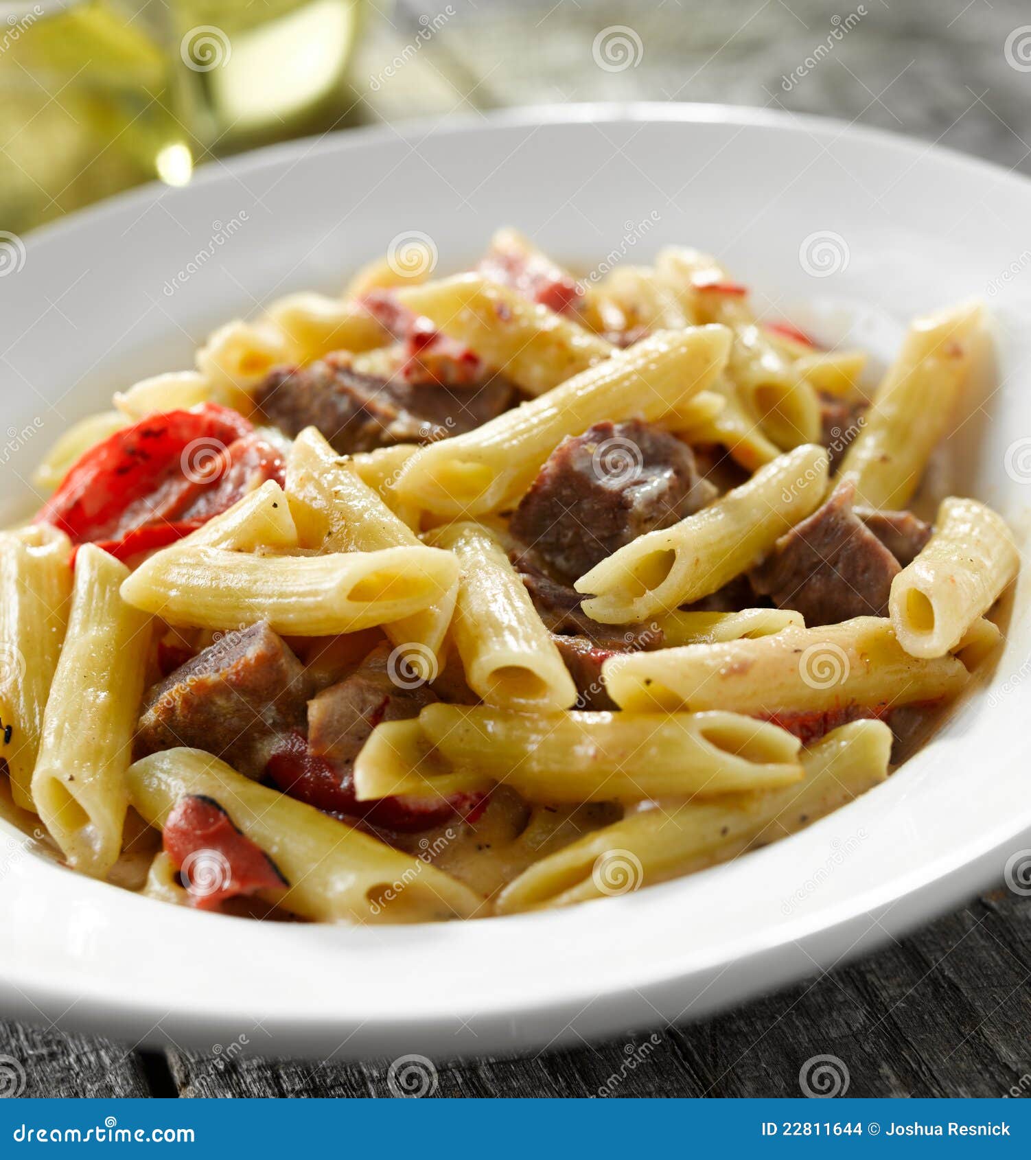 Piatto Della Pasta Del Gorgonzola Della Bistecca Fotografia Stock ...