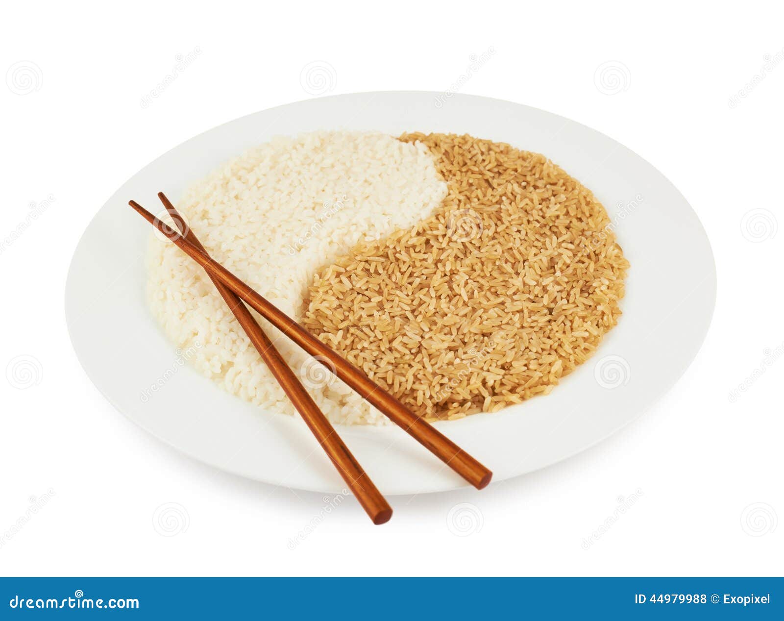 Piatto Di Riso Che Forma Un Segno Di Yin Yang Fotografia Stock ...