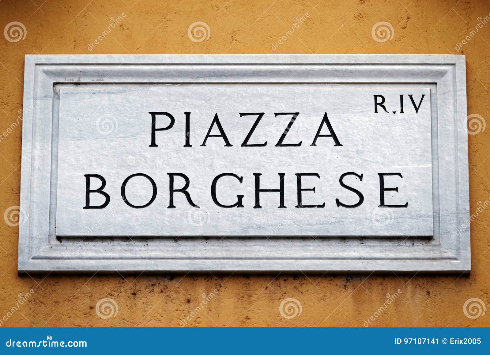 Piazza Borghese Sign on Wall in Rome Stock Image - Image of inscription ...