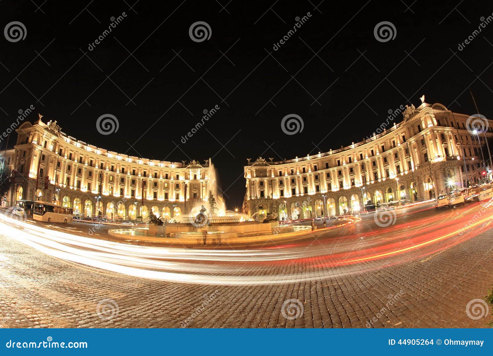 Piazza Della Repubblica in Rome, Italy Stock Photo - Image of evening ...