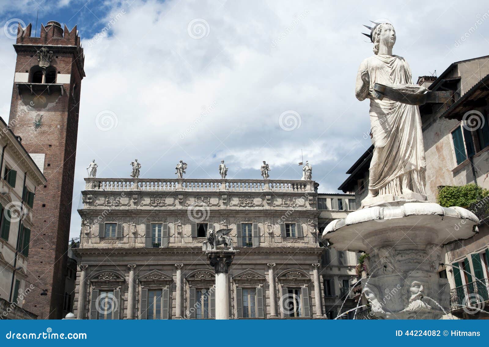 Piazza Delle Erbe, the Oldest Square in Verona Stock Photo - Image of ...