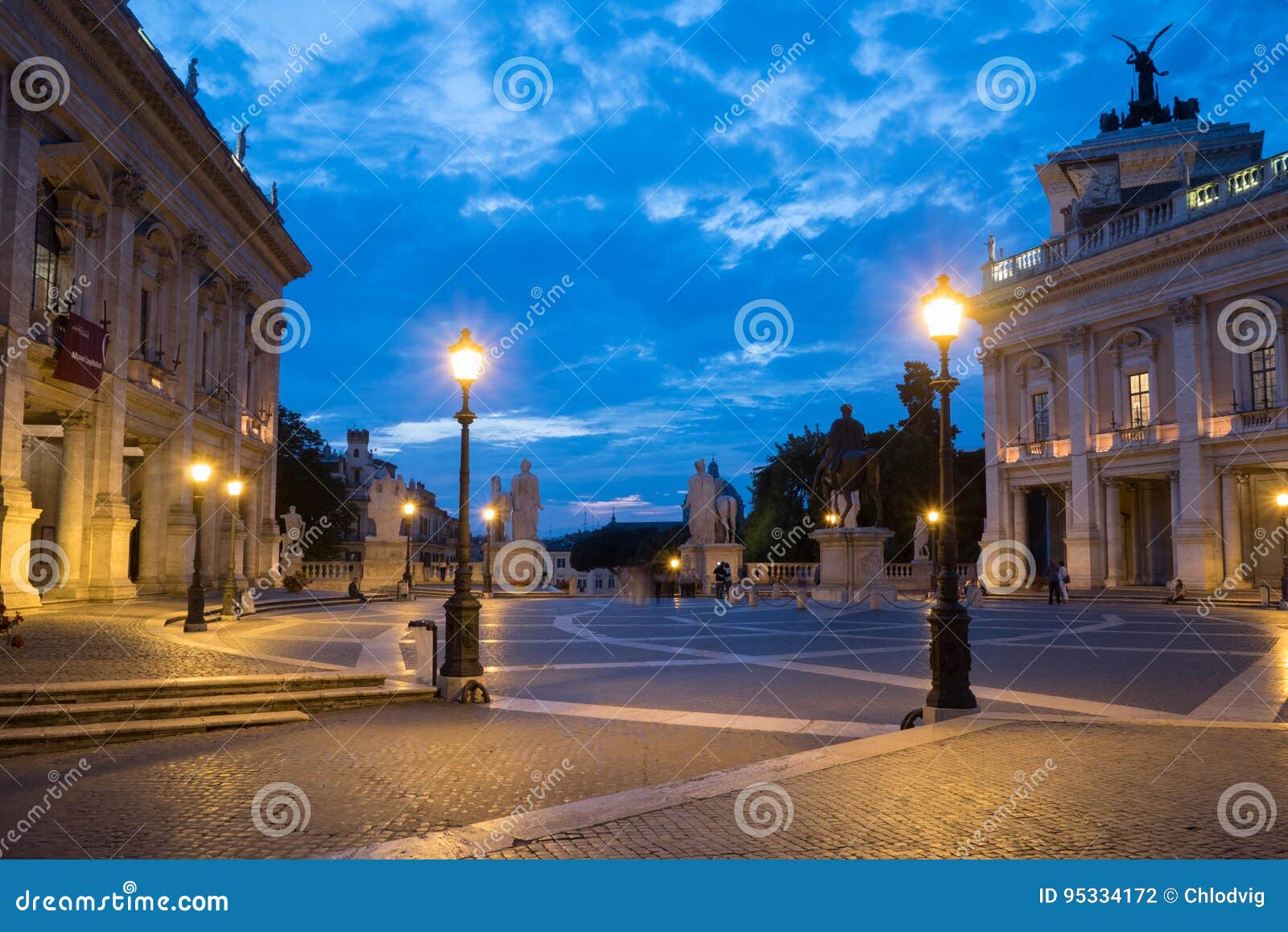 Piazza Di Campidoglio in Rome at Night Stock Photo - Image of ...
