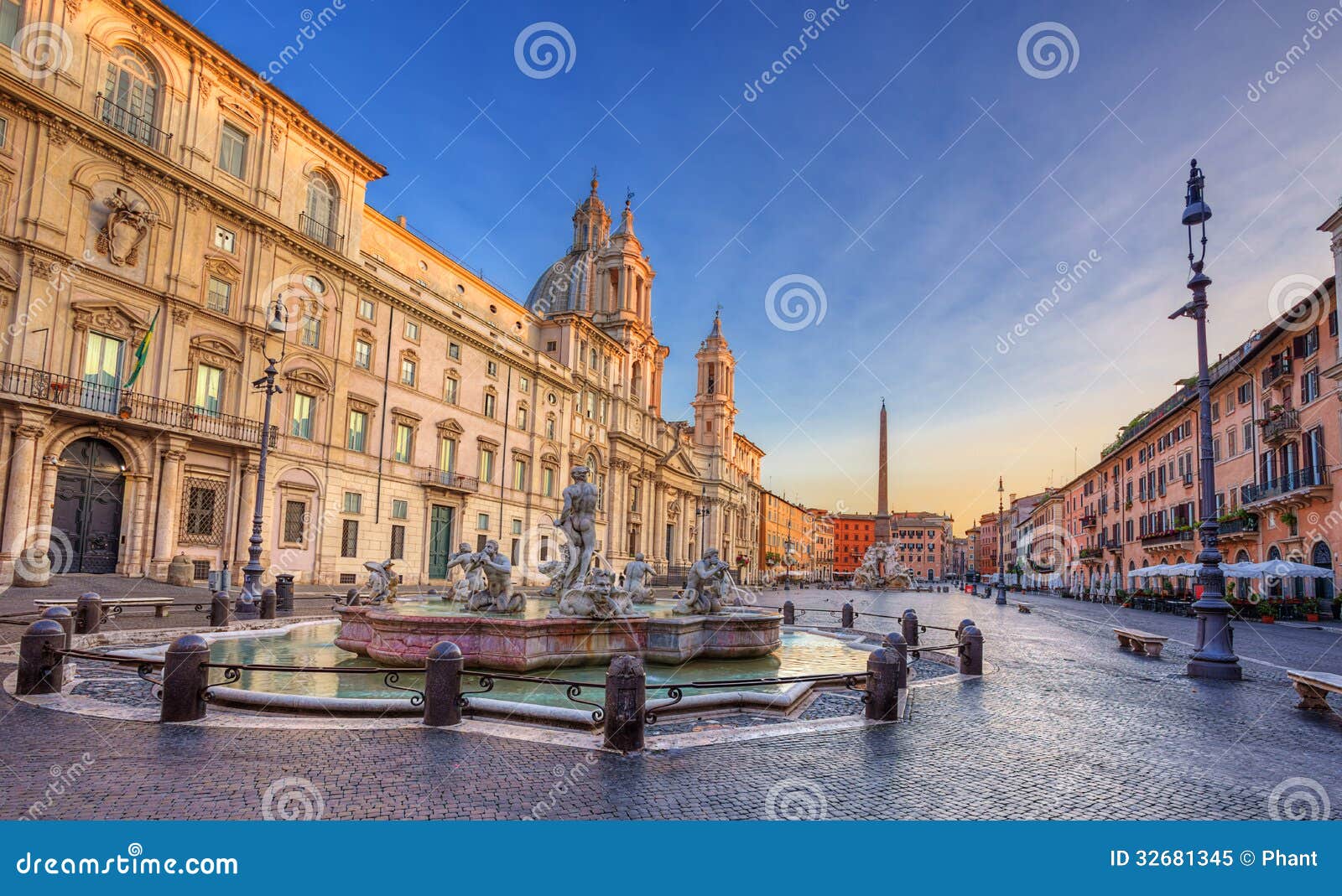 Piazza Navona in the Morning. Rome. Italy Stock Image - Image of ...