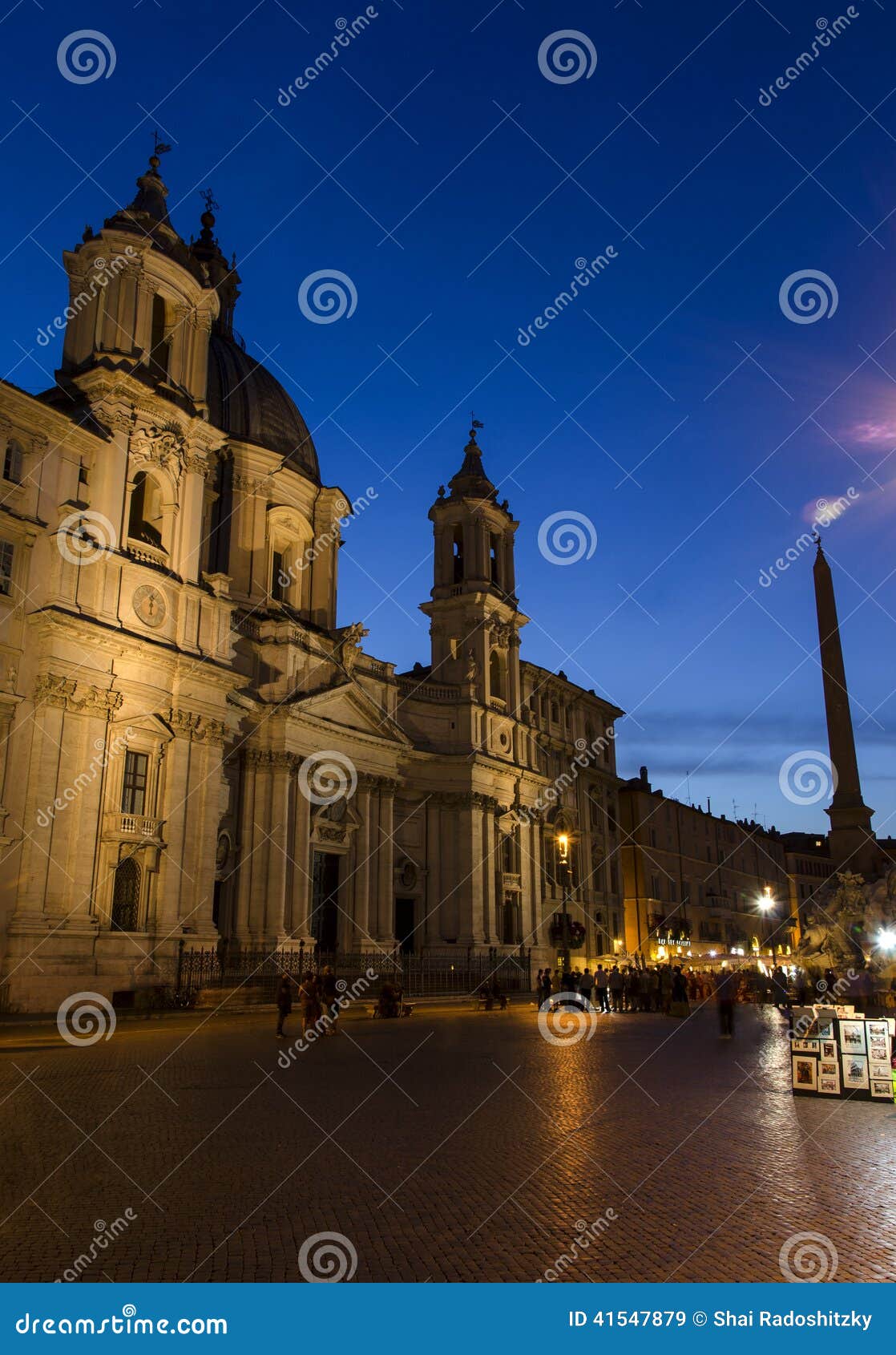 Piazza Navona at night editorial stock image. Image of landmark - 41547879