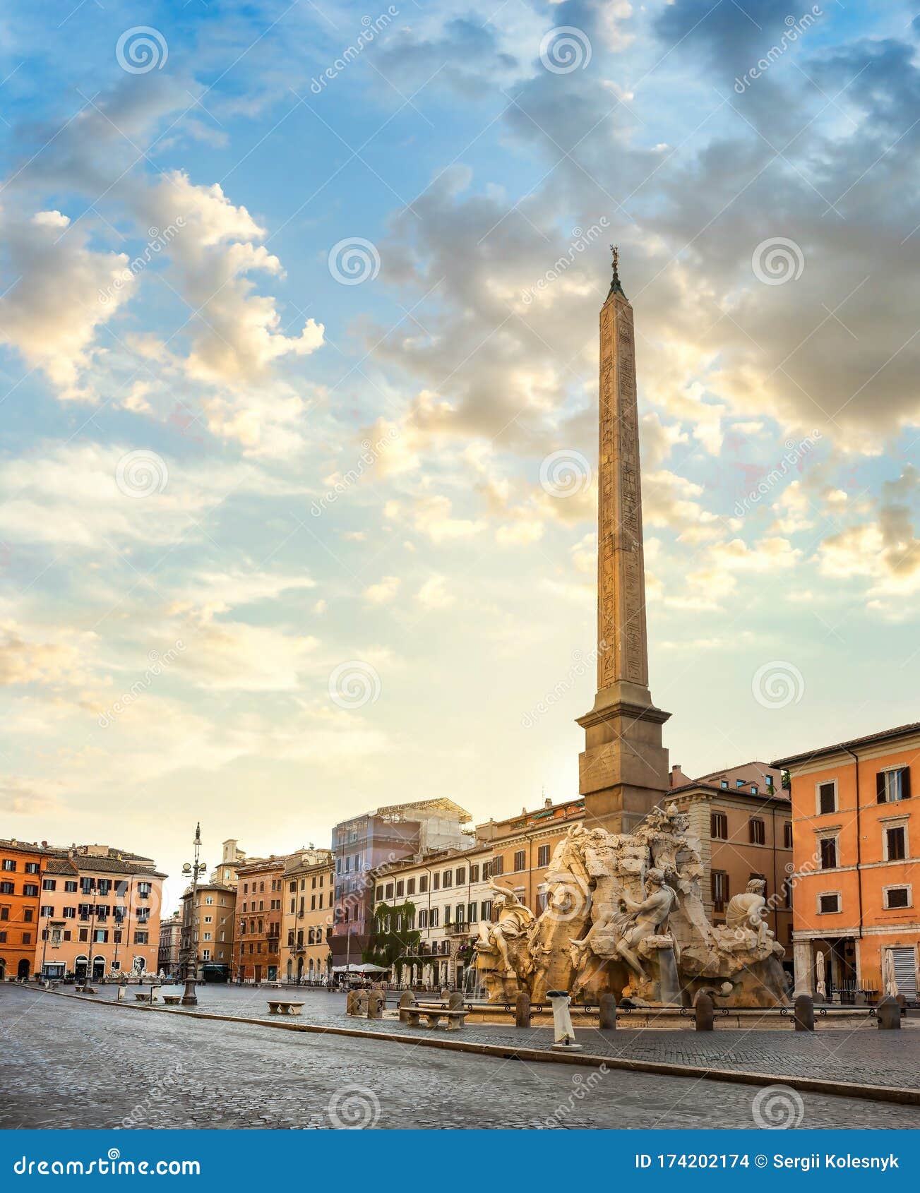 Obelisk in Rome stock photo. Image of fiumi, church - 174202174