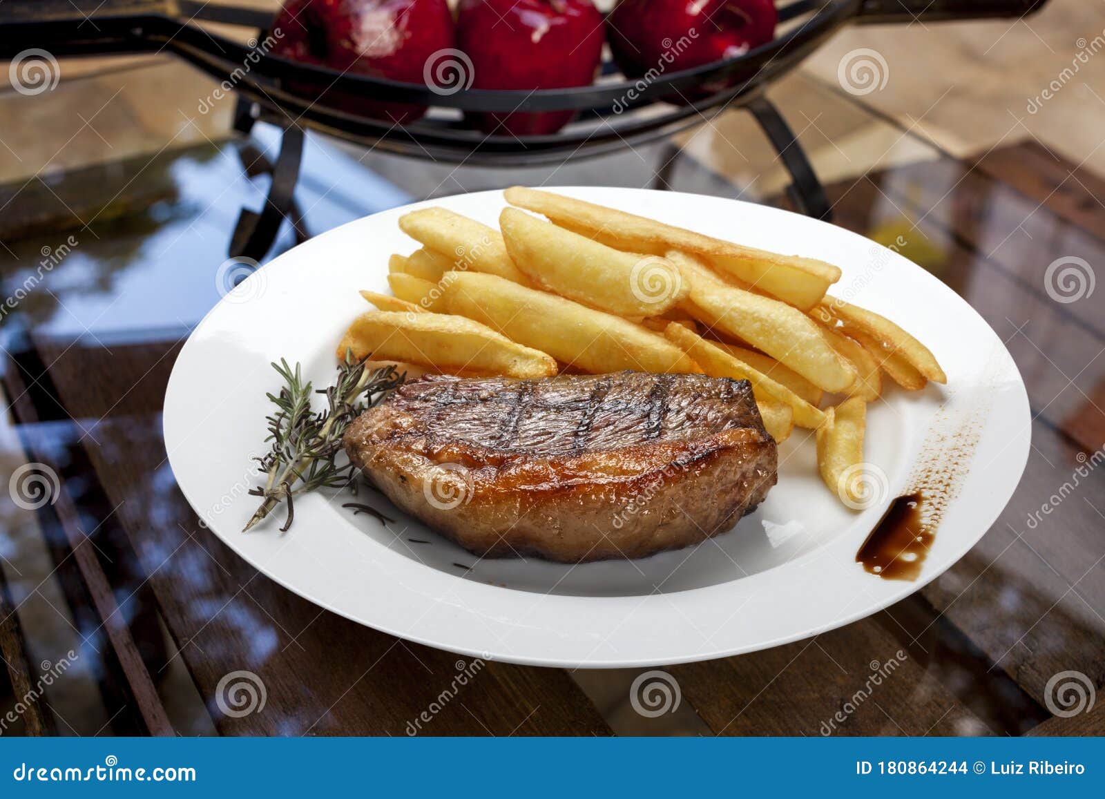 Picanha with fries stock photo. Image of knife, food - 180864244
