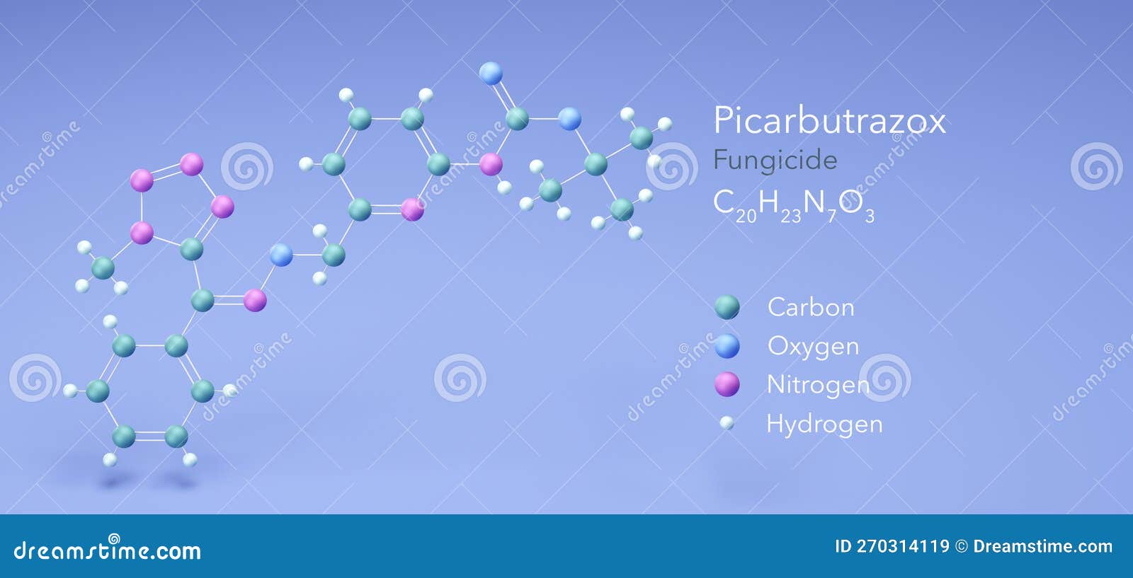 Picarbutrazox Molecule, Molecular Structures, Fungicide, 3d Model ...