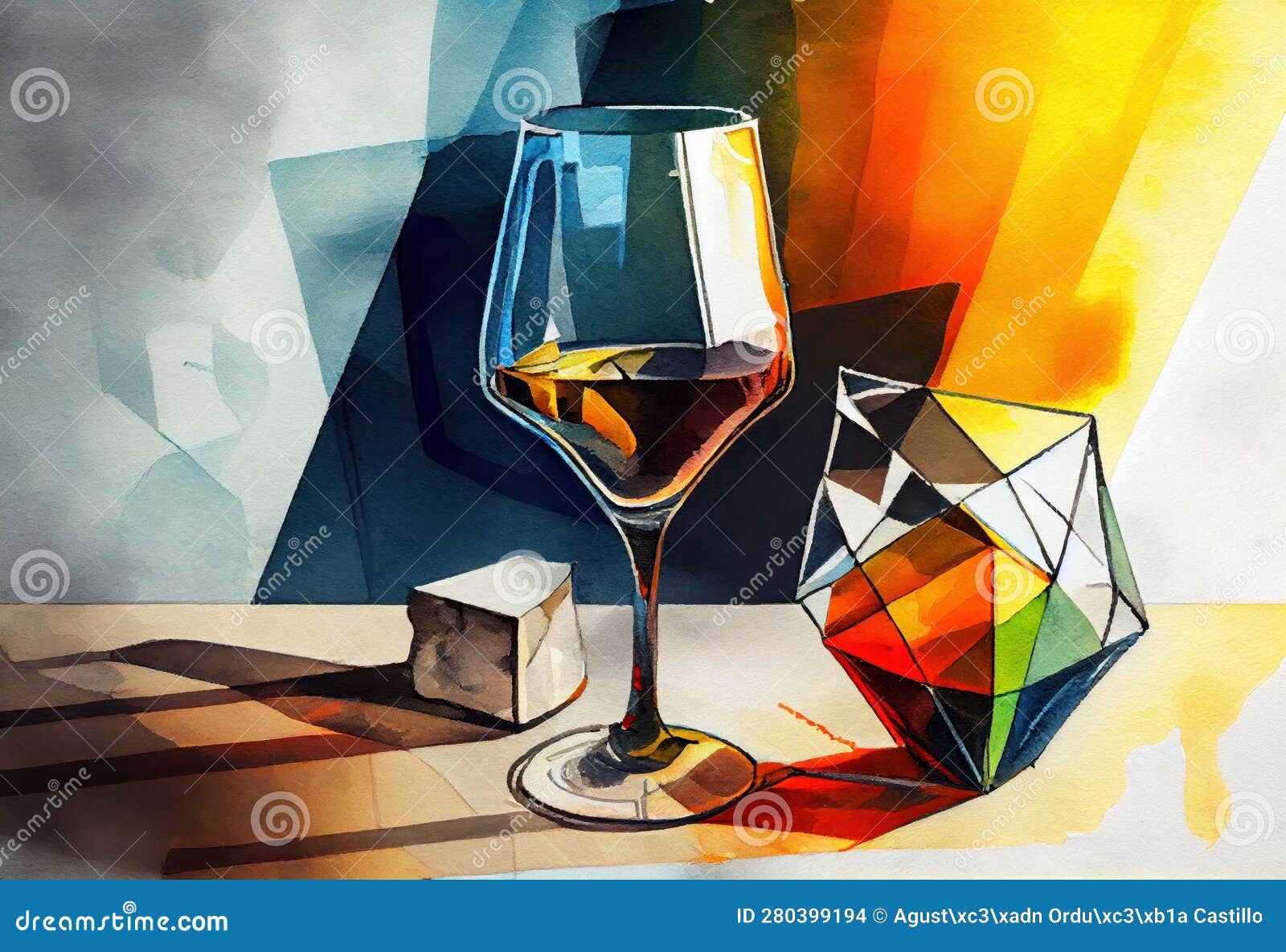 Picasso-style Painting of a Wine Table. Generative AI. Stock ...