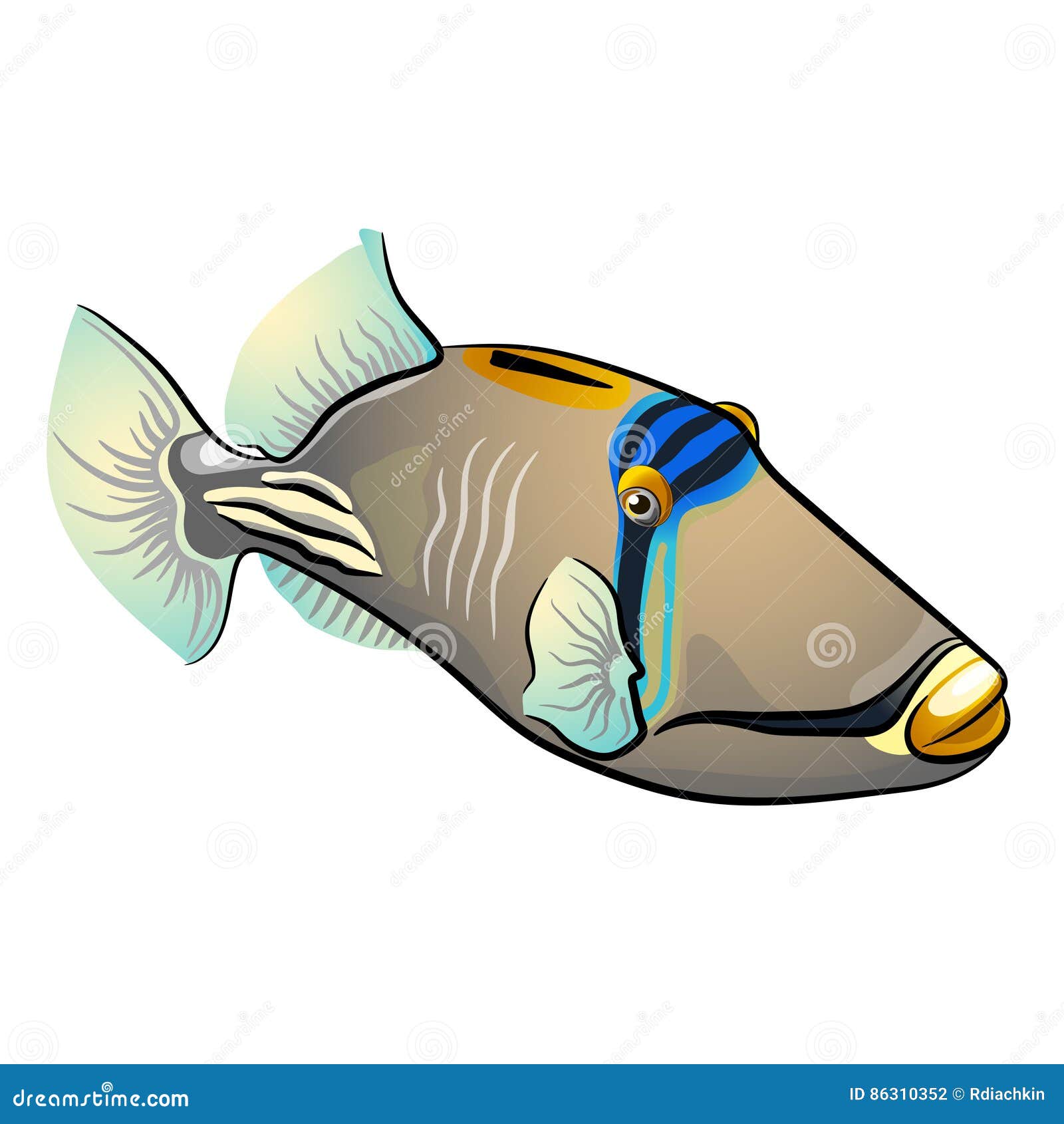 Picasso Triggerfish. Fish Isolated On White Background Cartoon Vector ...