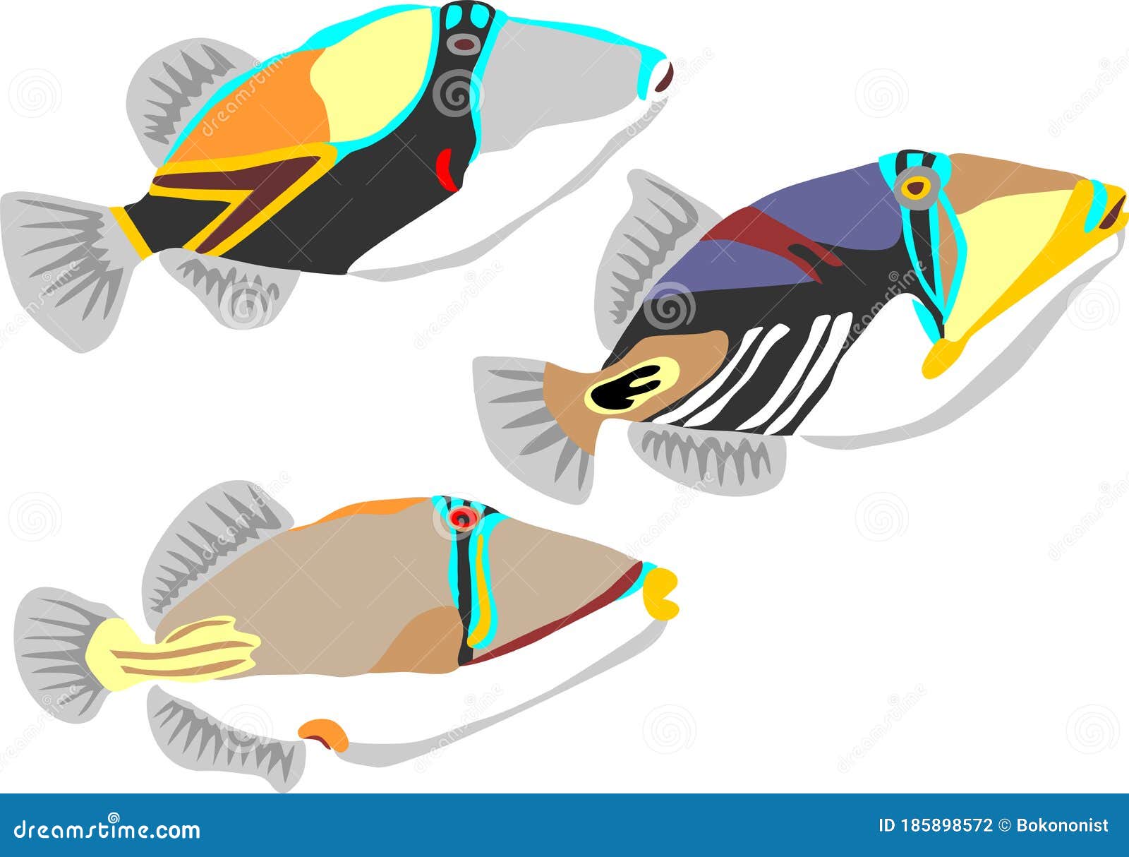Picasso triggerfish stock vector. Illustration of marine - 185898572