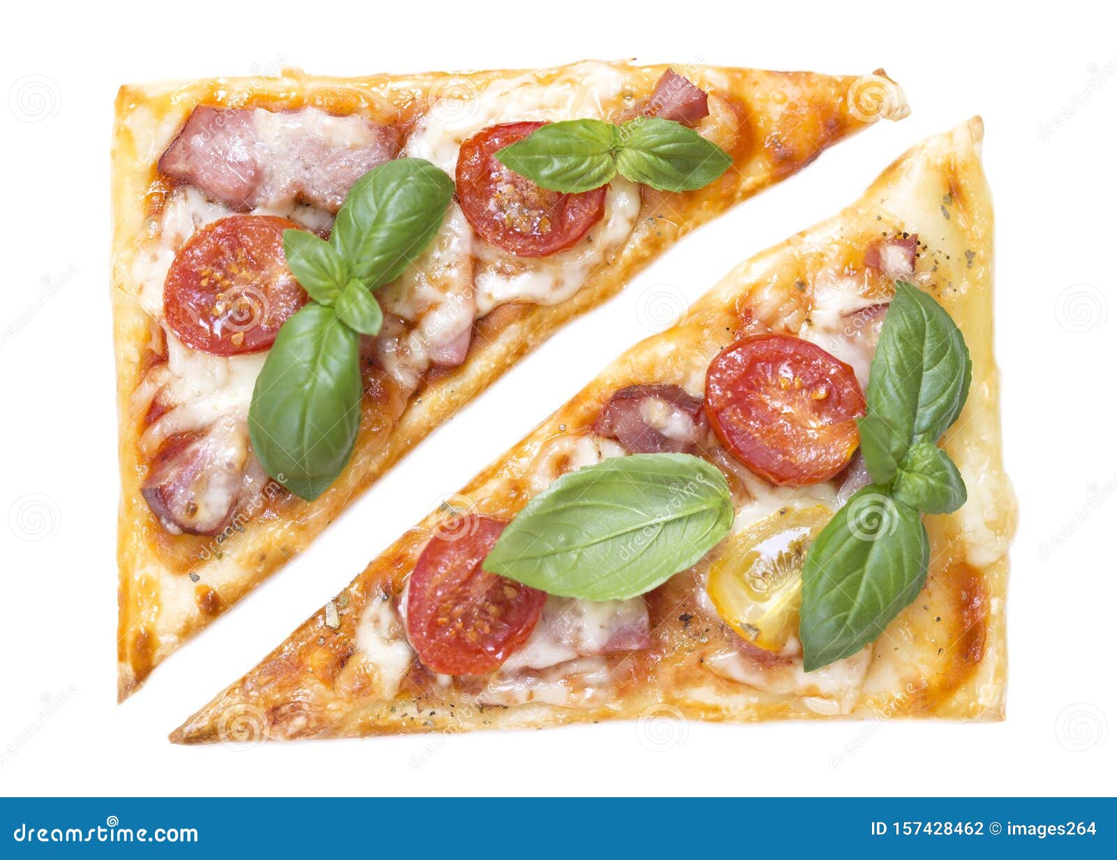 Picca slices stock photo. Image of background, basil - 157428462
