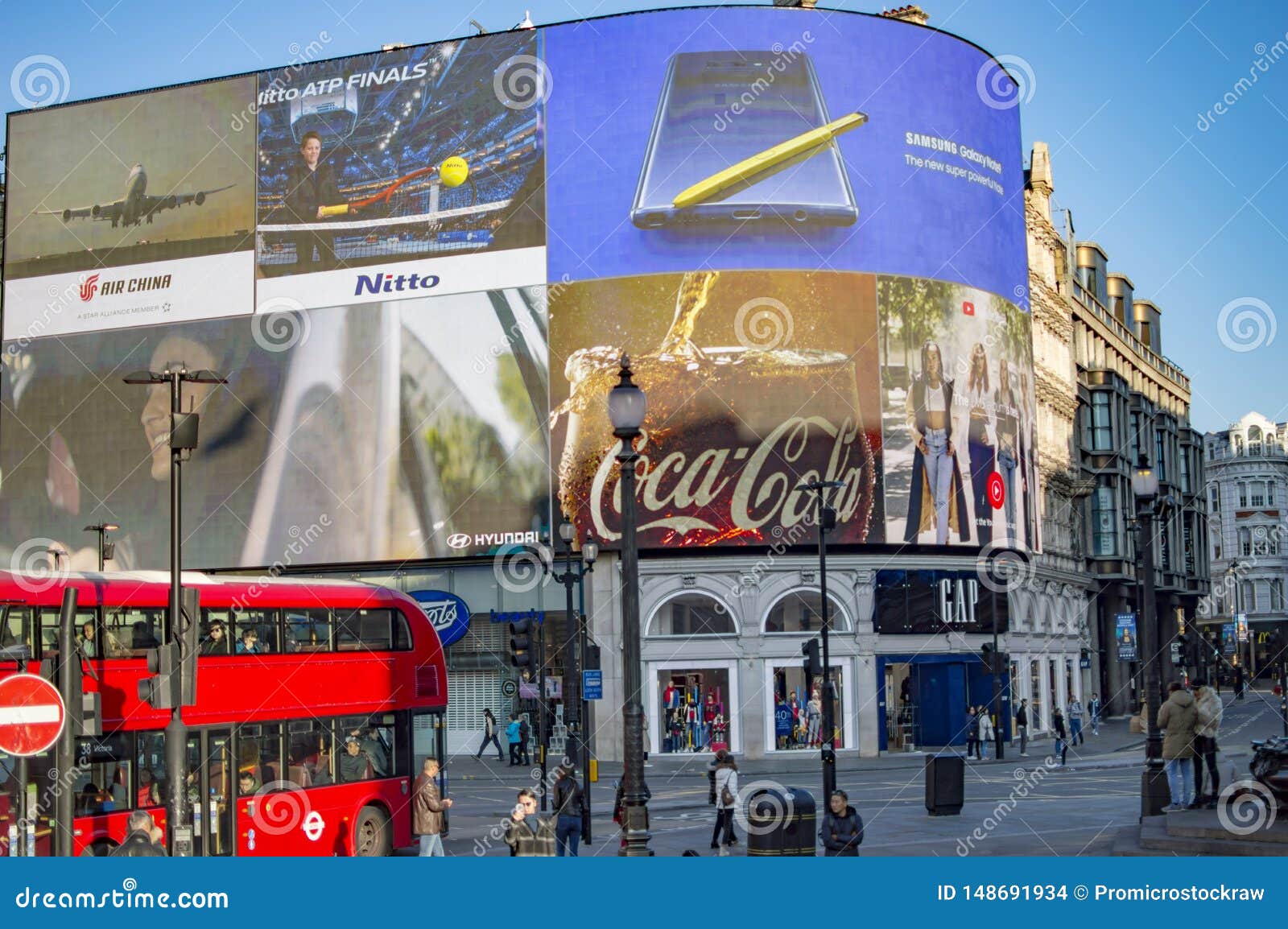 Piccadilly Market and Square with Red Bus Editorial Stock Image - Image ...