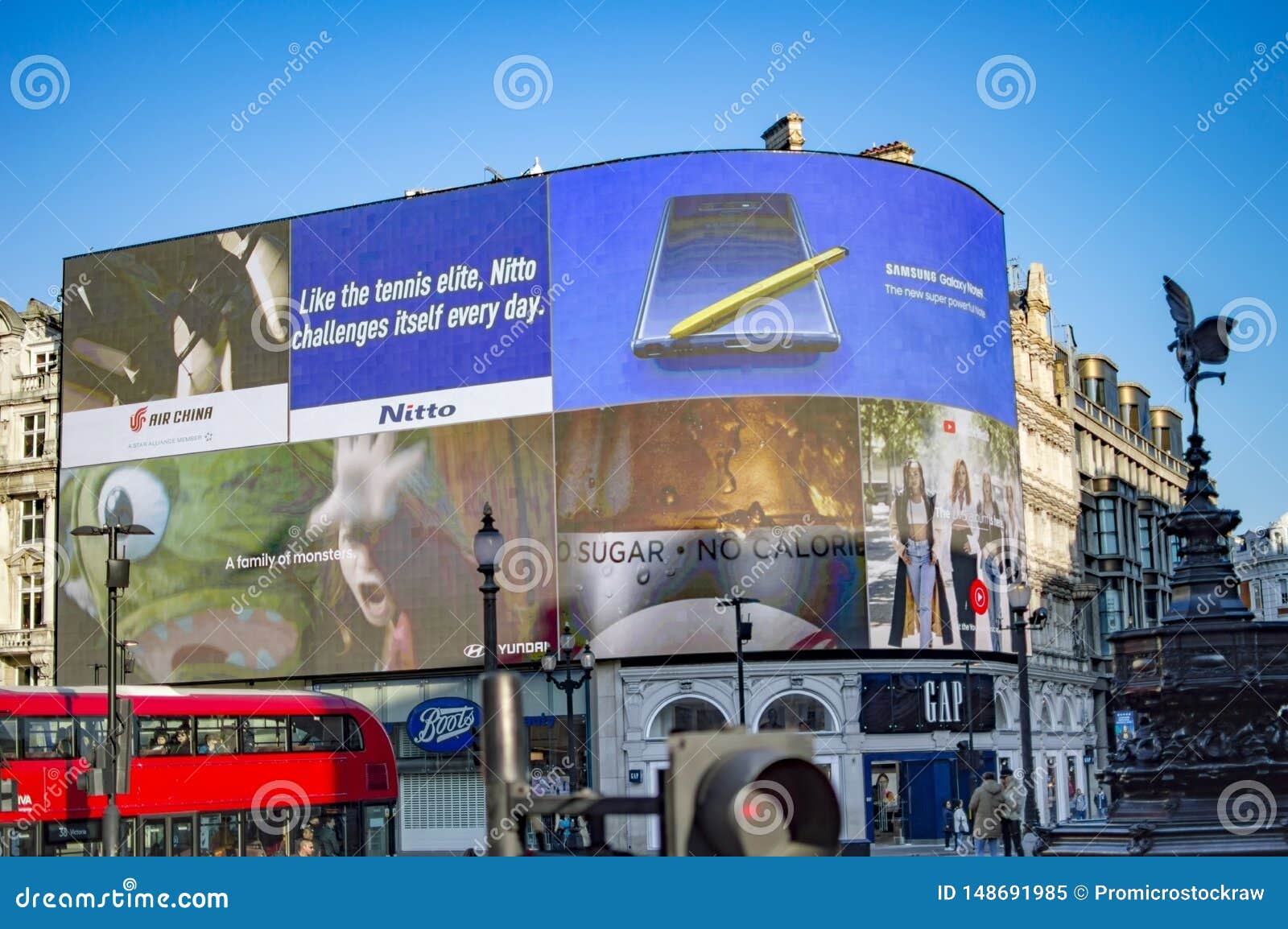 Piccadilly Square with Big Billboard and Bus Passing Editorial Image ...