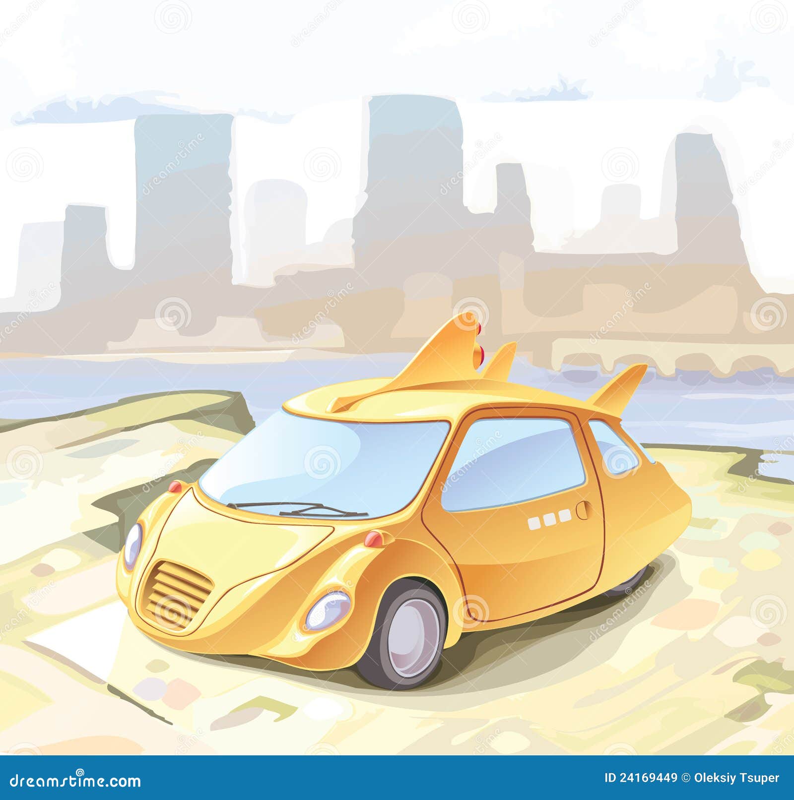 Piccola Automobile Retro-designata Della Città. Illustrazione ...