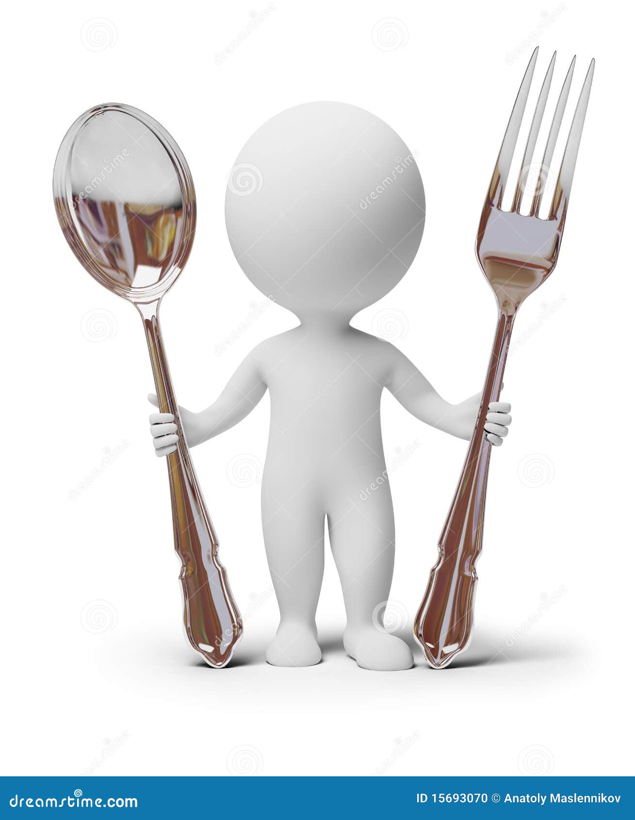 Piccola Gente 3d - Forchetta E Cucchiaio Illustrazione di Stock ...