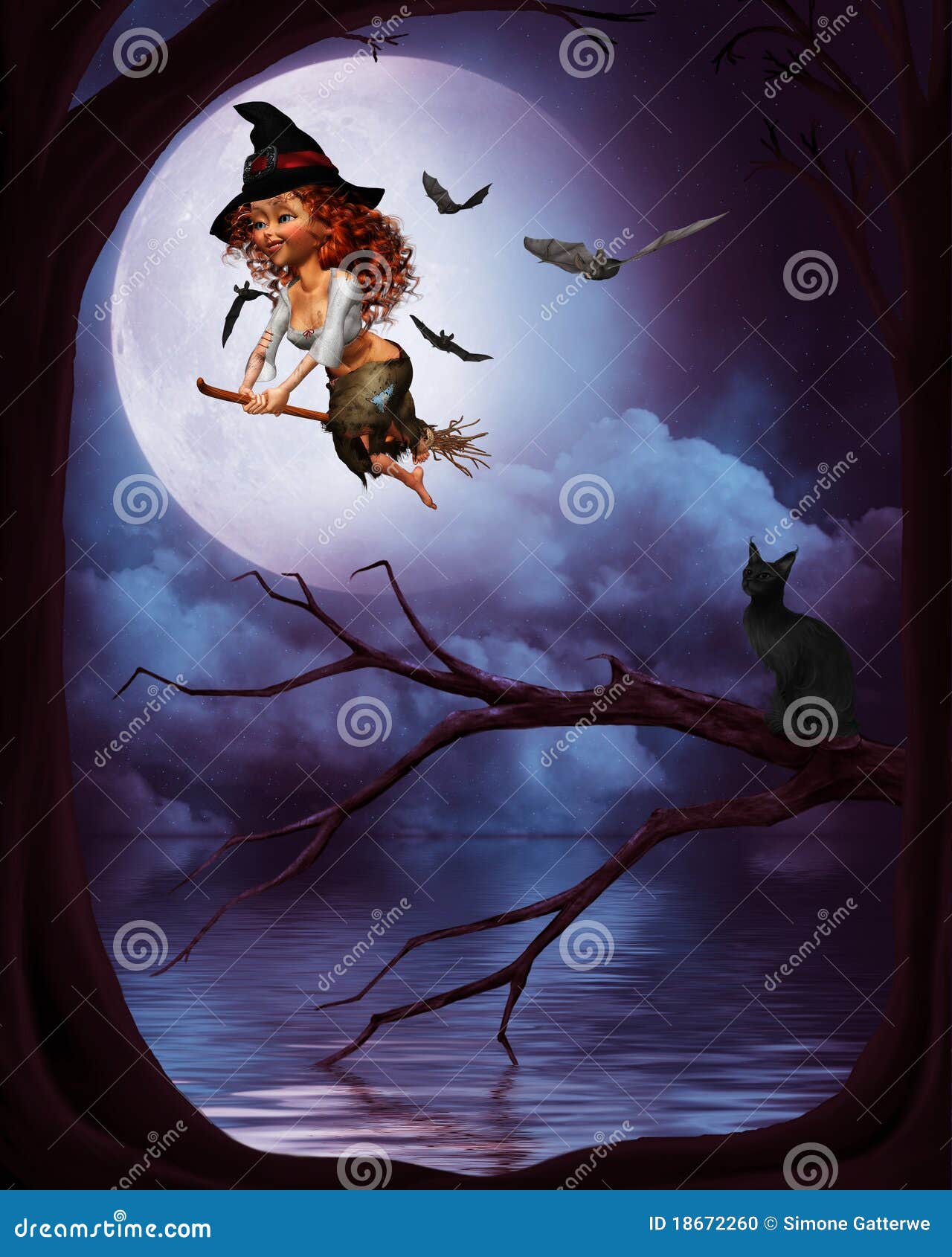 Piccola strega 3 illustrazione di stock. Illustrazione di nubi - 18672260