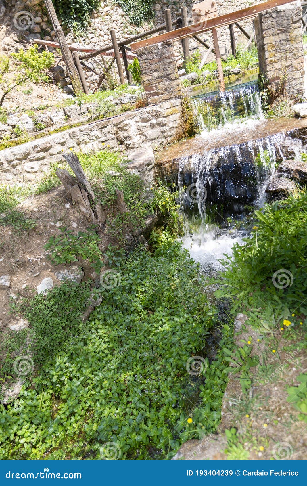Small Stream of Water that Forms a Waterfall Stock Image - Image of ...
