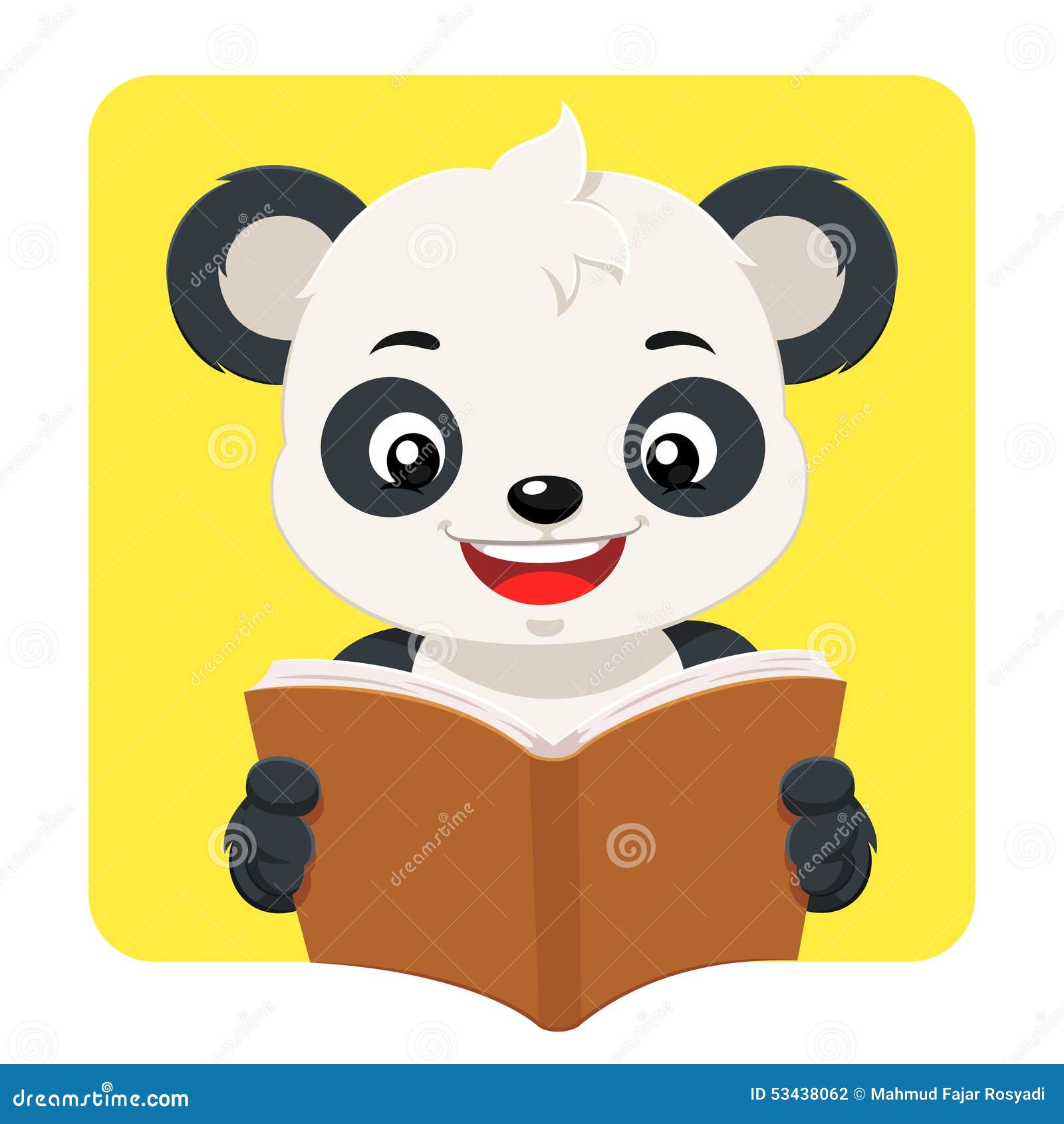 Piccolo Panda Bear Reading Un Libro Di Brown Illustrazione Vettoriale ...