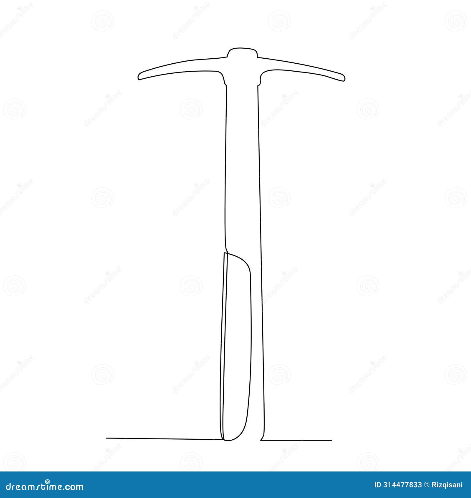 Pick Axe Illustration for Industrial Concept Design. Single Line ...