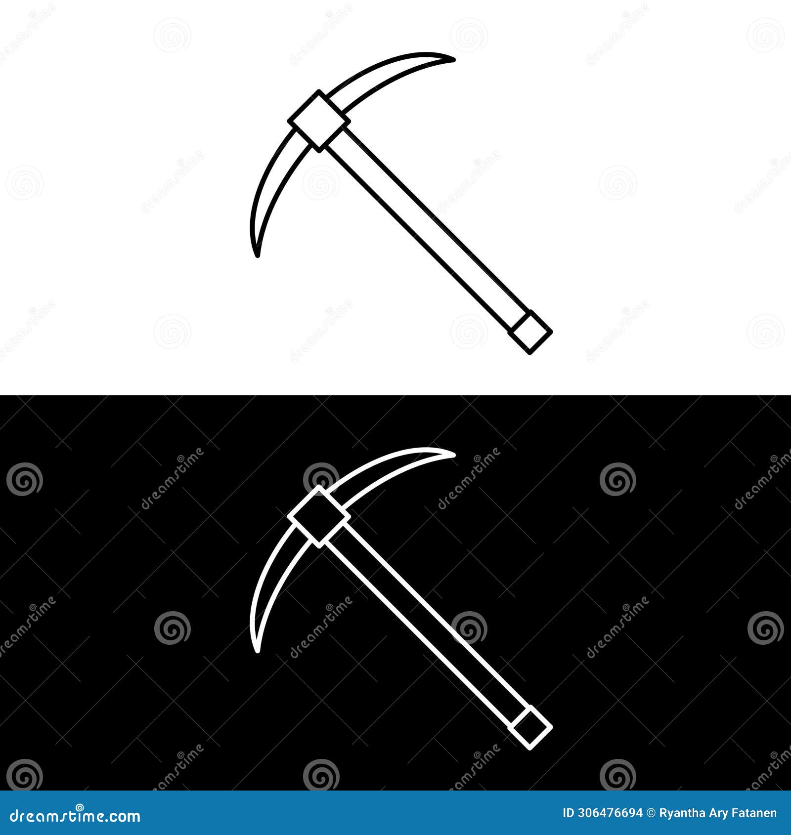 Pick Axe Outline Vector Icon. Thin Line Black Pick Axe Icon. Stock ...