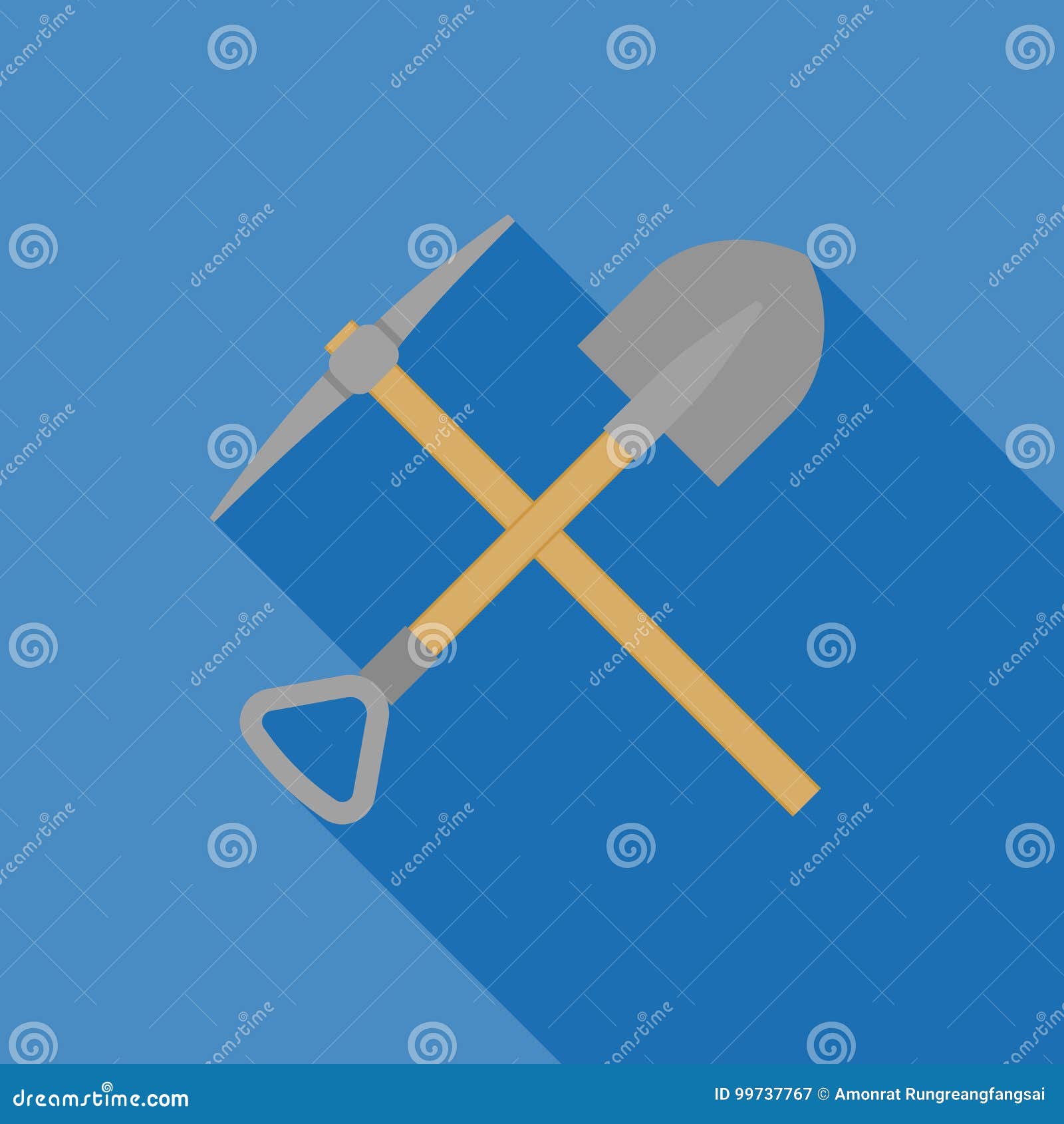 Pick axe and shovel stock vector. Illustration of flat - 99737767