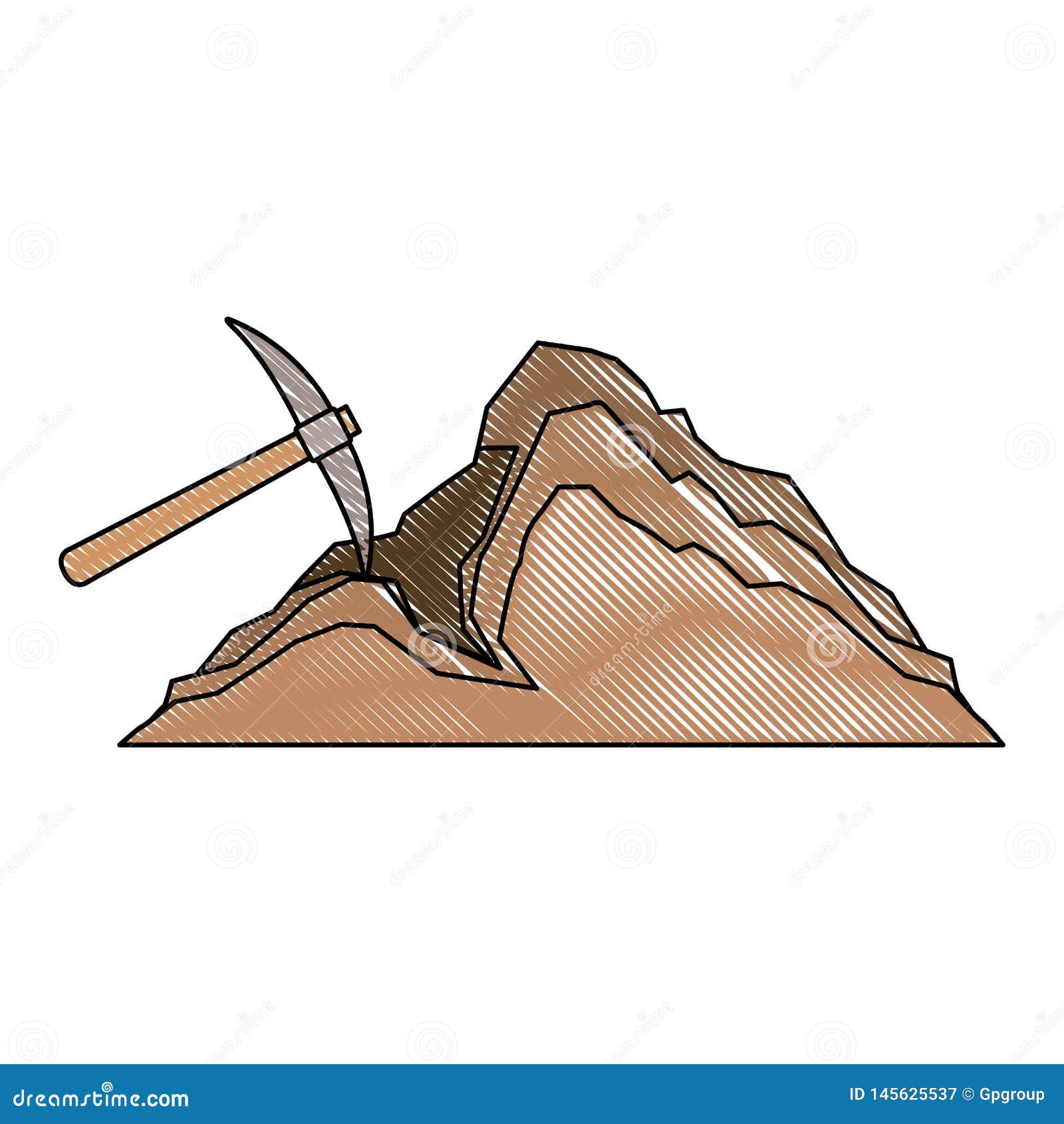 Pick mining tool with mine stock vector. Illustration of pick - 145625537