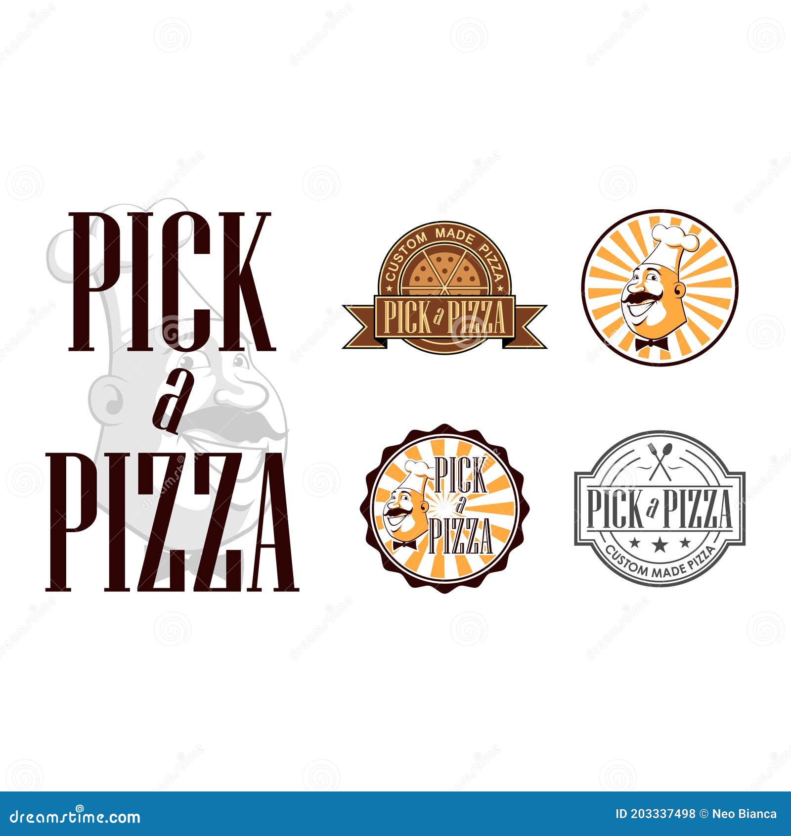 Pick a Pizza Custom and Chef Illustration Vector Stock Vector ...