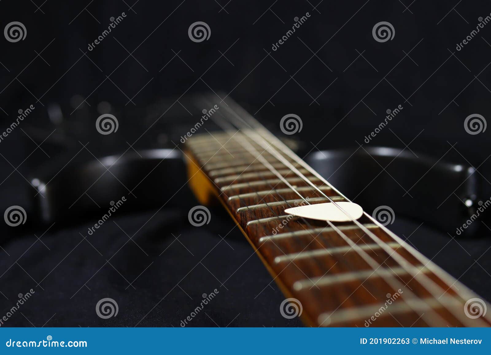 Pick on the Strings of the Electric Guitar. Selective Focus Stock Image ...