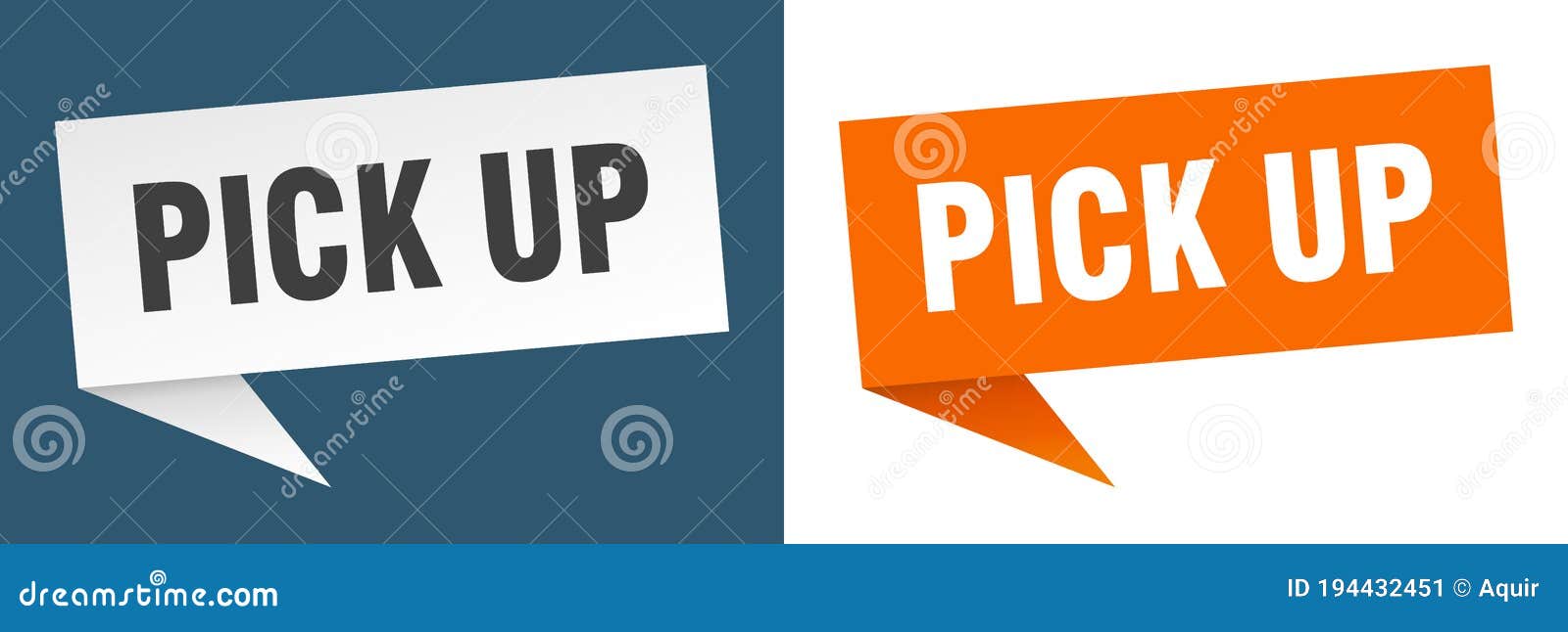 Pick Up Banner. Pick Up Speech Bubble Label Set Stock Vector ...